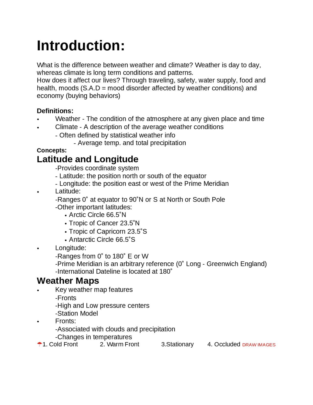 Notes For Exam One Introduction To Weather And Climate Geog 1112