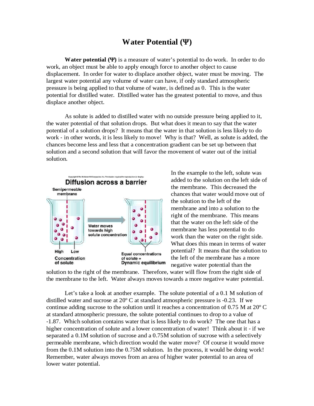 Lecture Notes on Water Potential - Principles of Biology II Lab | BIOL ...