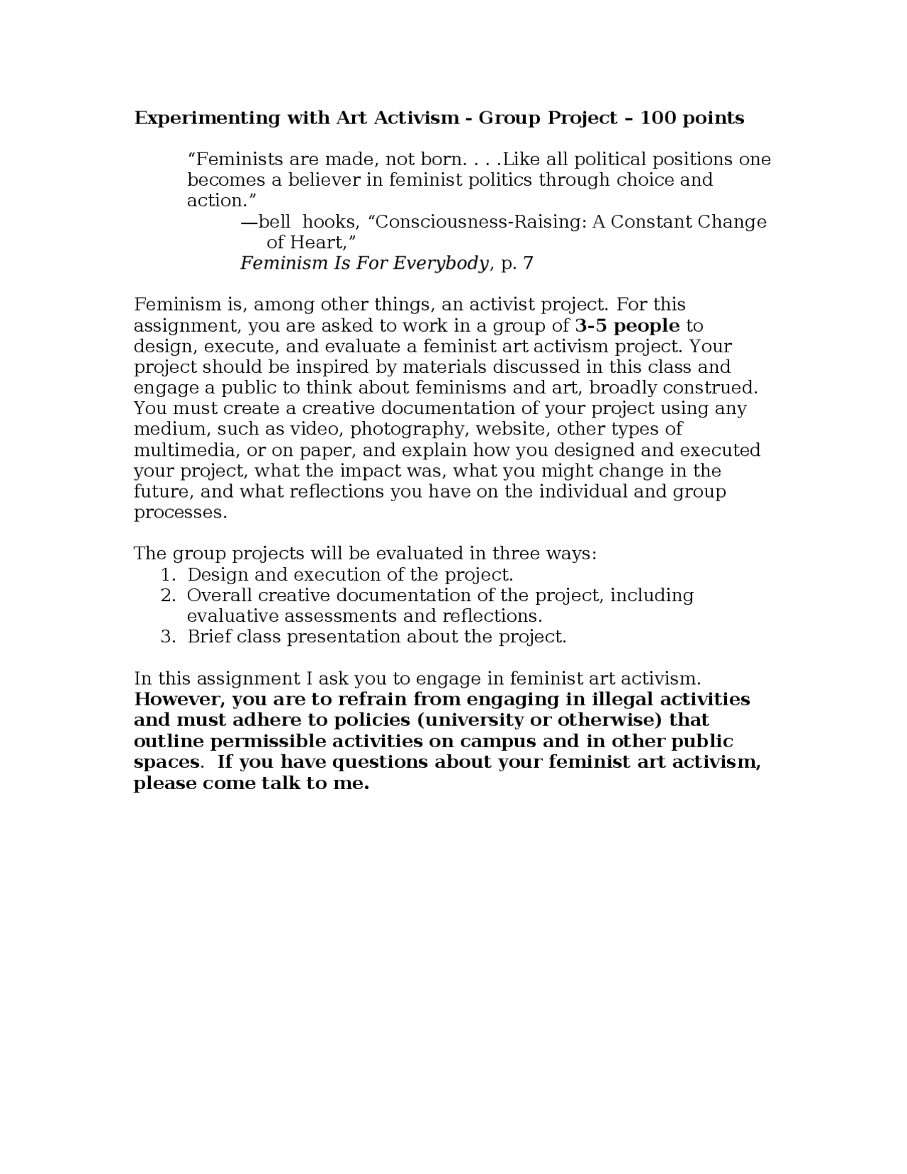 Feminist Art Activism Group Project - Prof. Julie R. Enszer | Study ...