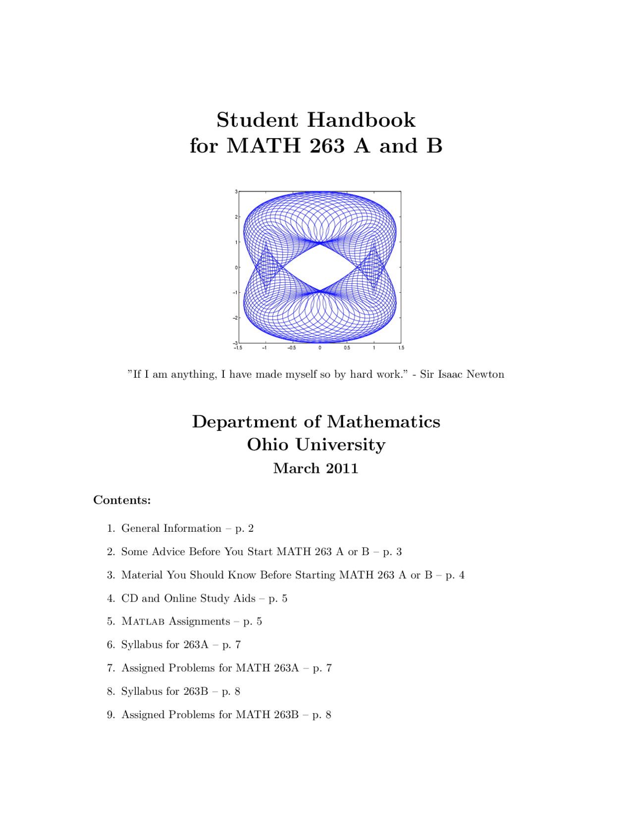 Ohio University MATH 263 Calculus Handbook - Prof. Christopher Holston ...