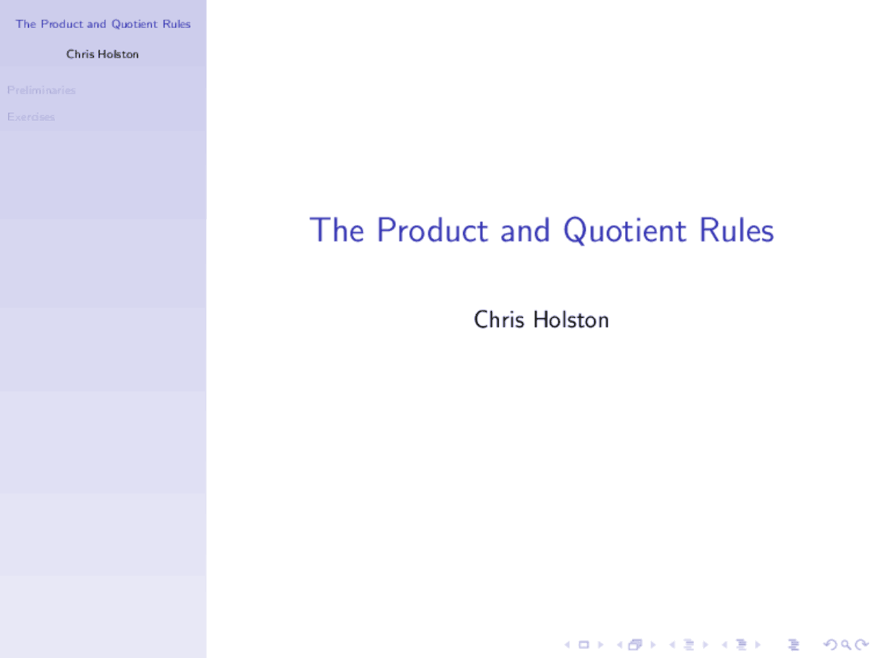 The Product And Quotient Rules For Derivatives Slides Math 263a