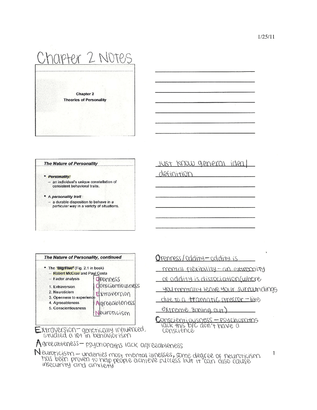 Theories Of Personality The Psychology Of Adjustment Lecture Notes
