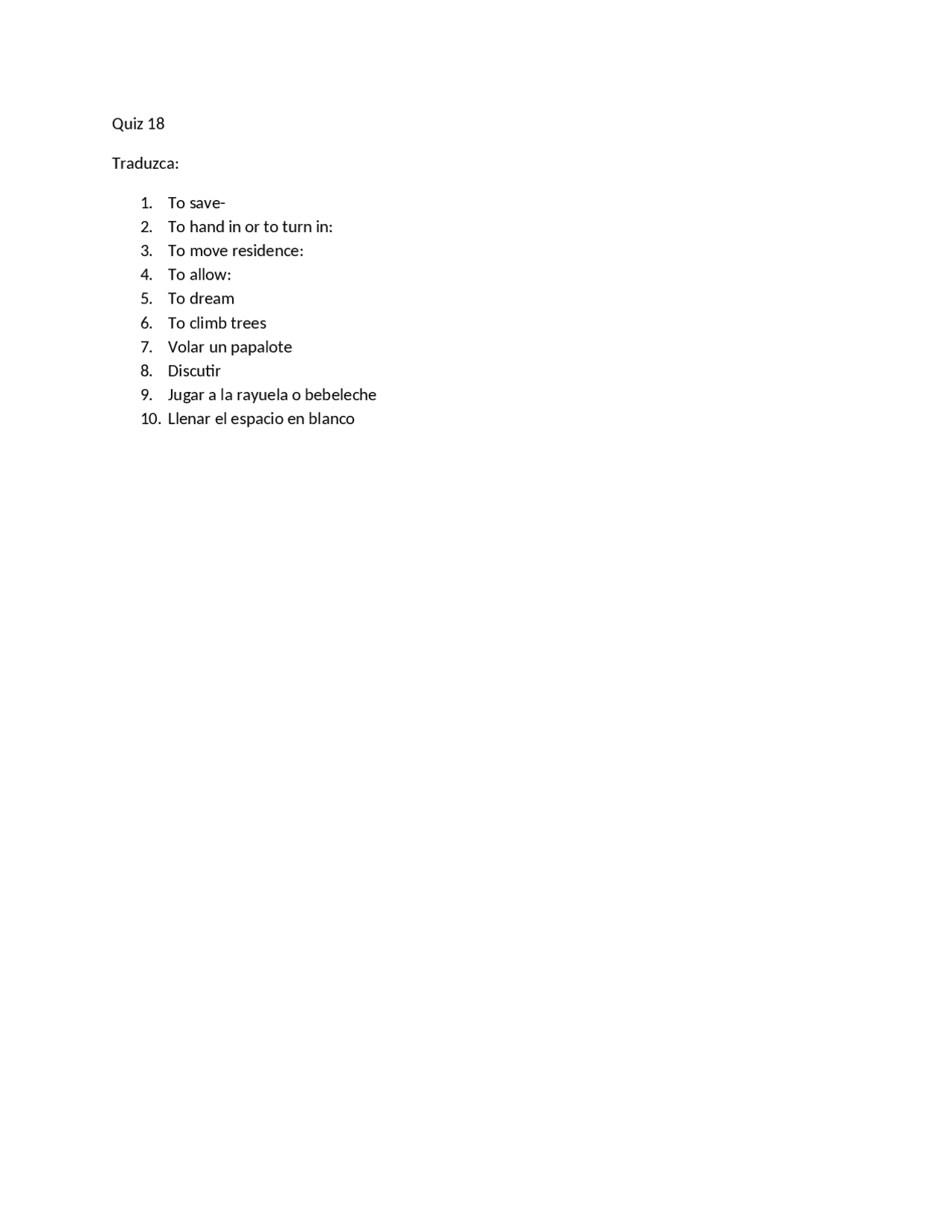 10 Questions on Elementary Spanish - Quiz | SPAN 122 | Quizzes Spanish ...