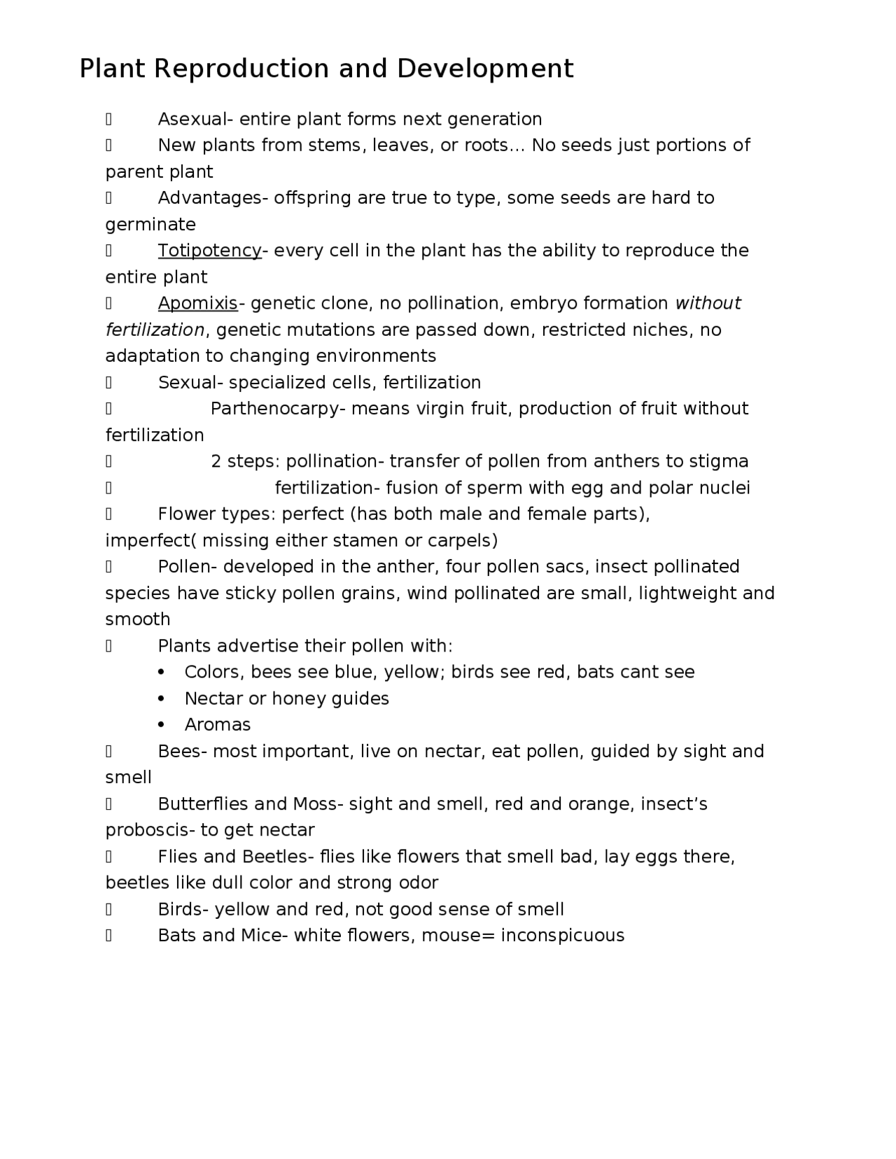 Plant Reproduction Horticultural Science Lecture Notes Hort 2000