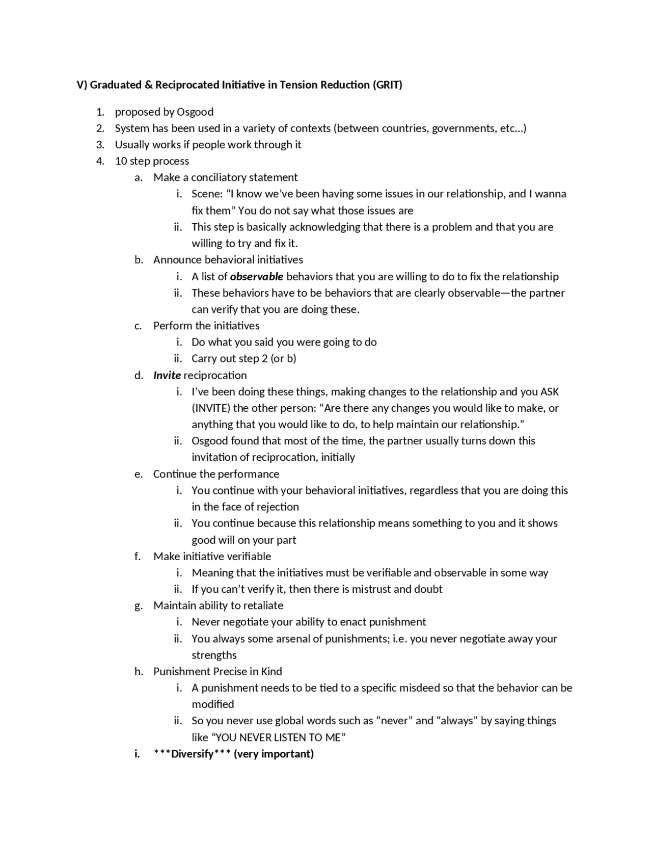 Notes On Graduated And Reciprocated Initiatives In Tension Reduction