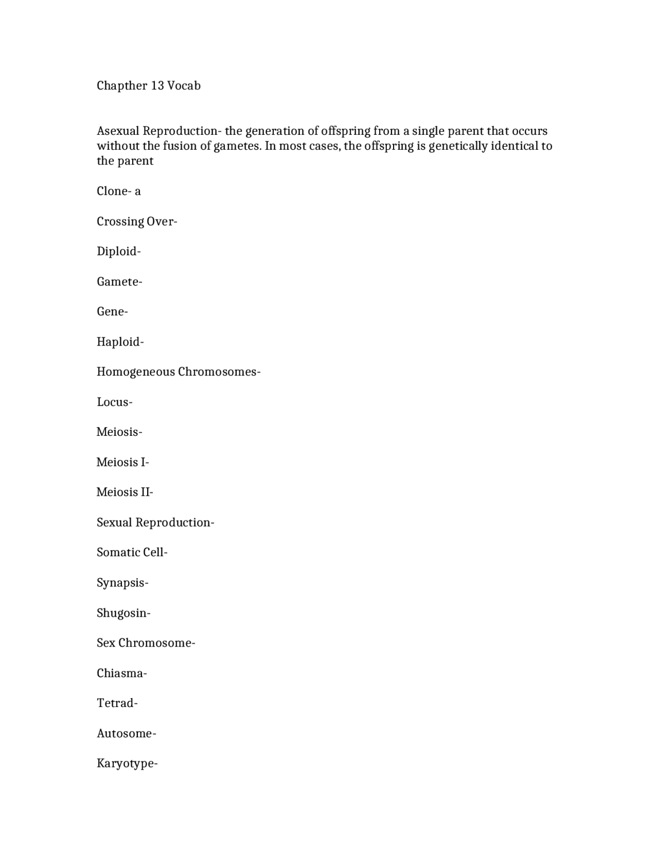 Notes On Asexual Reproduction Sexual Reproduction 06j 047 Docsity