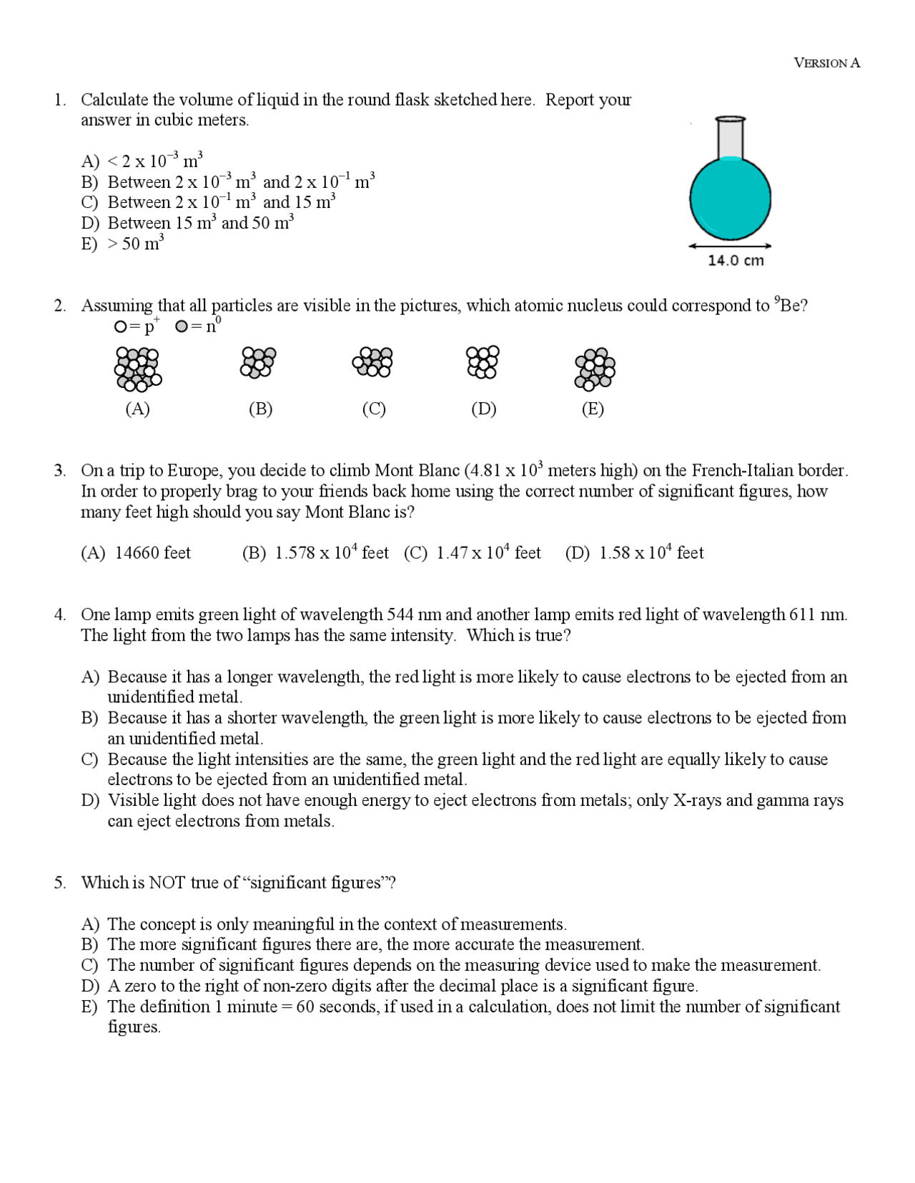 30 Multiple Choice Questions of Exam 1 - General Chemistry I | CHEM 111 ...
