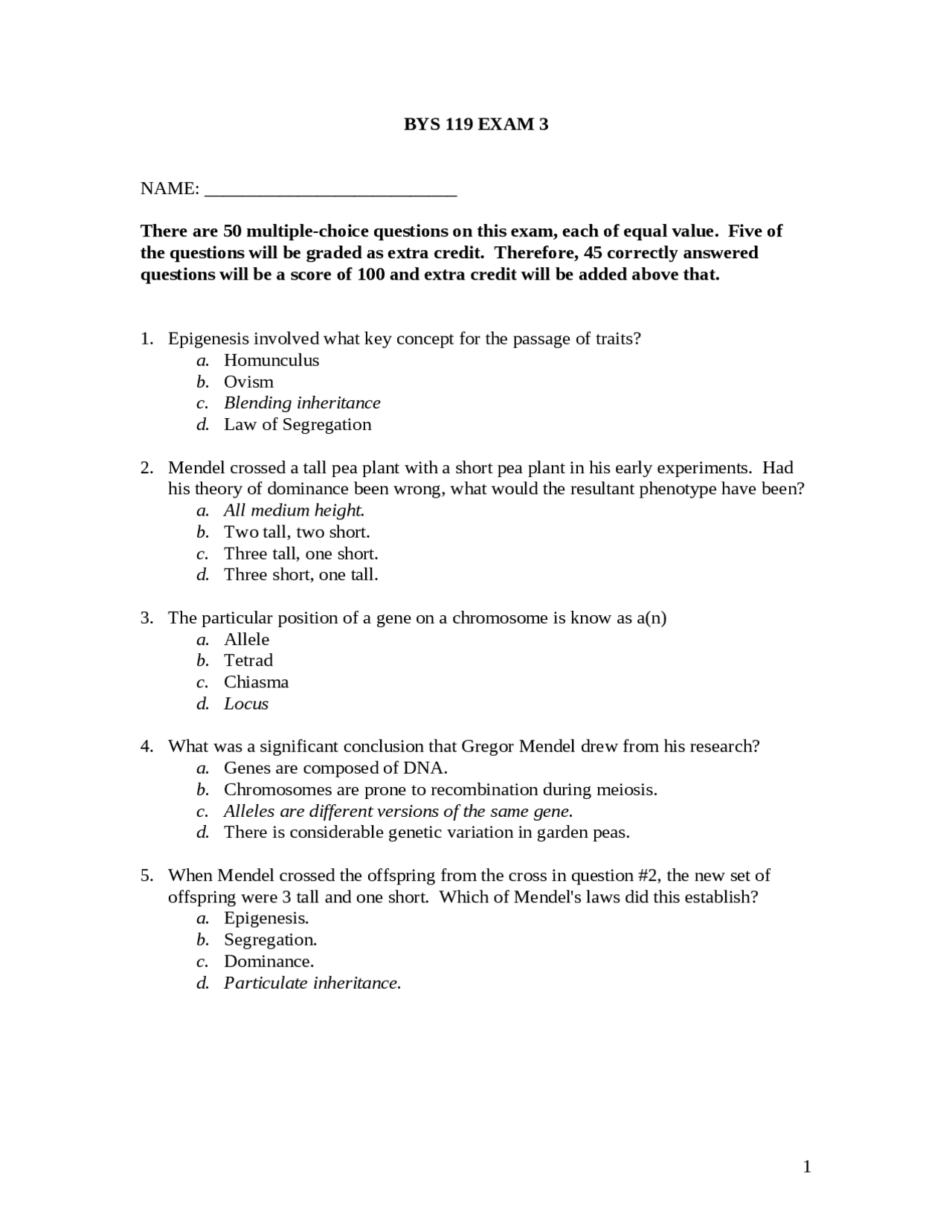 Principles Of Biology Exam 3 Solved Questions Bys 119 Docsity