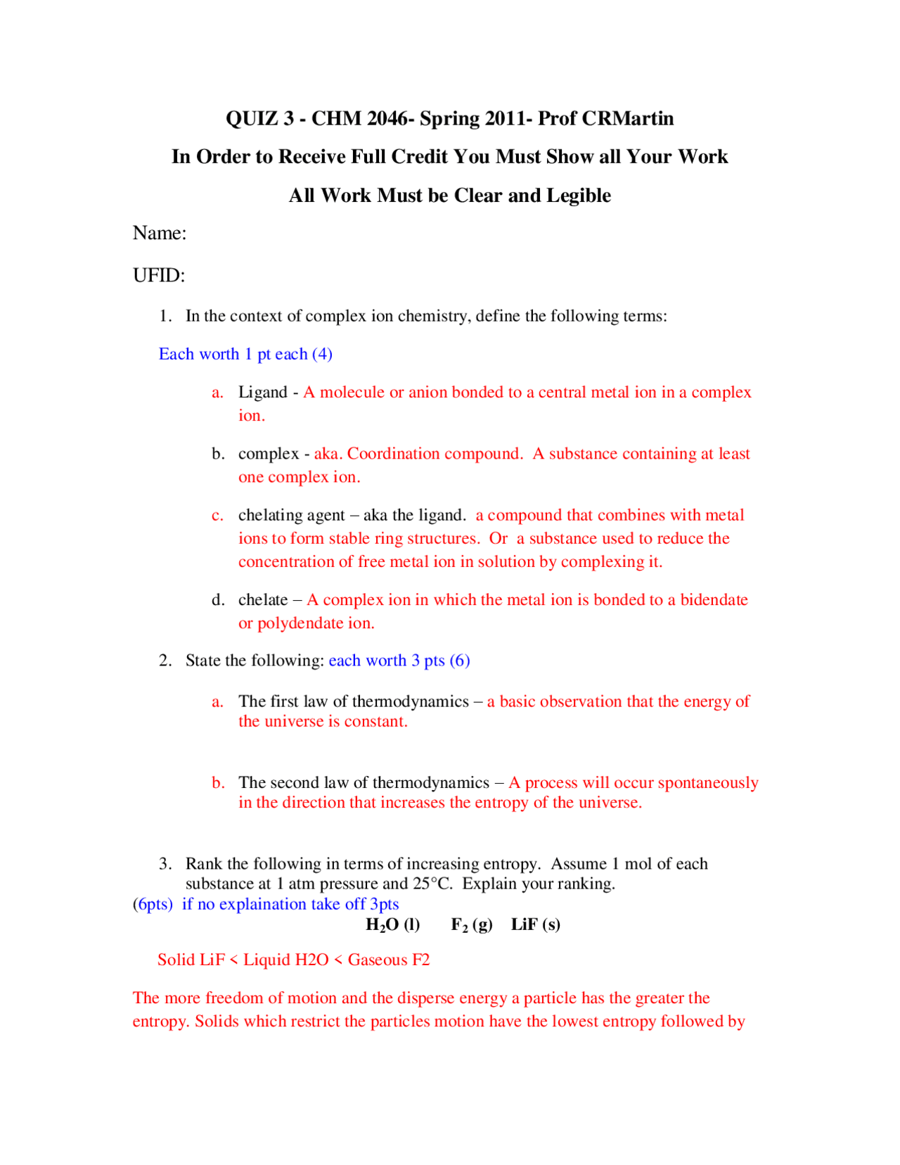 Quiz 3 Solved Questions General Chemistry Chm 2046 Docsity
