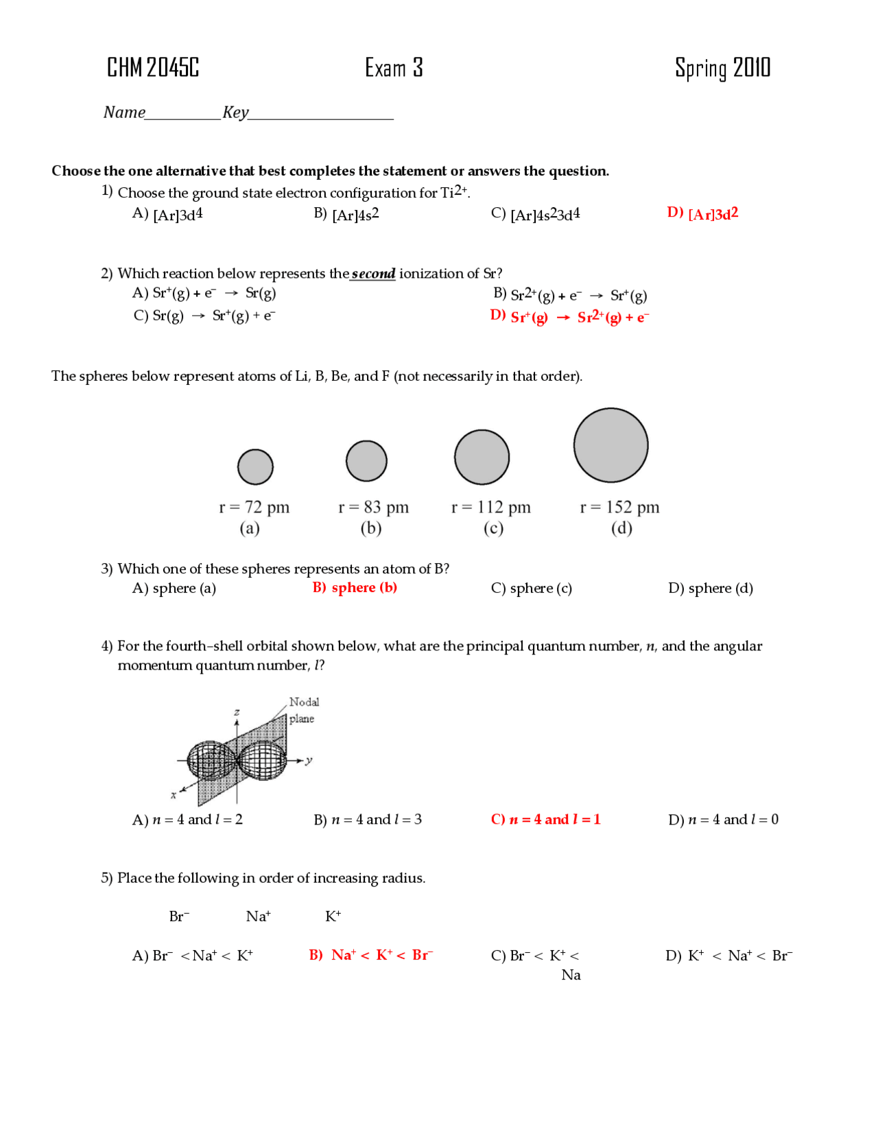 25 Multiple Questions With Answers Chemistry Fundamentals I Chm