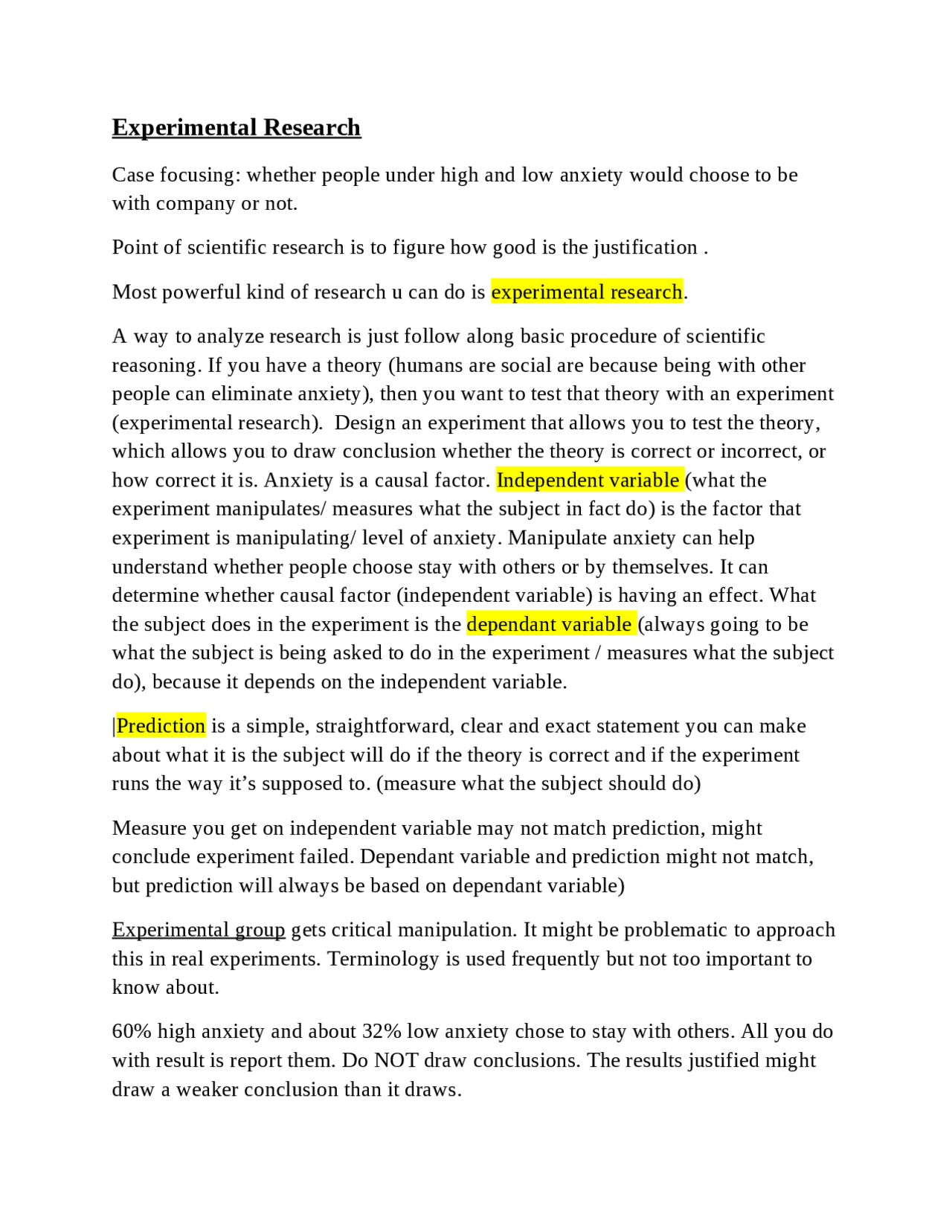 Psychology Notes For Exam 1 Experimental Research Psyc 100 Docsity