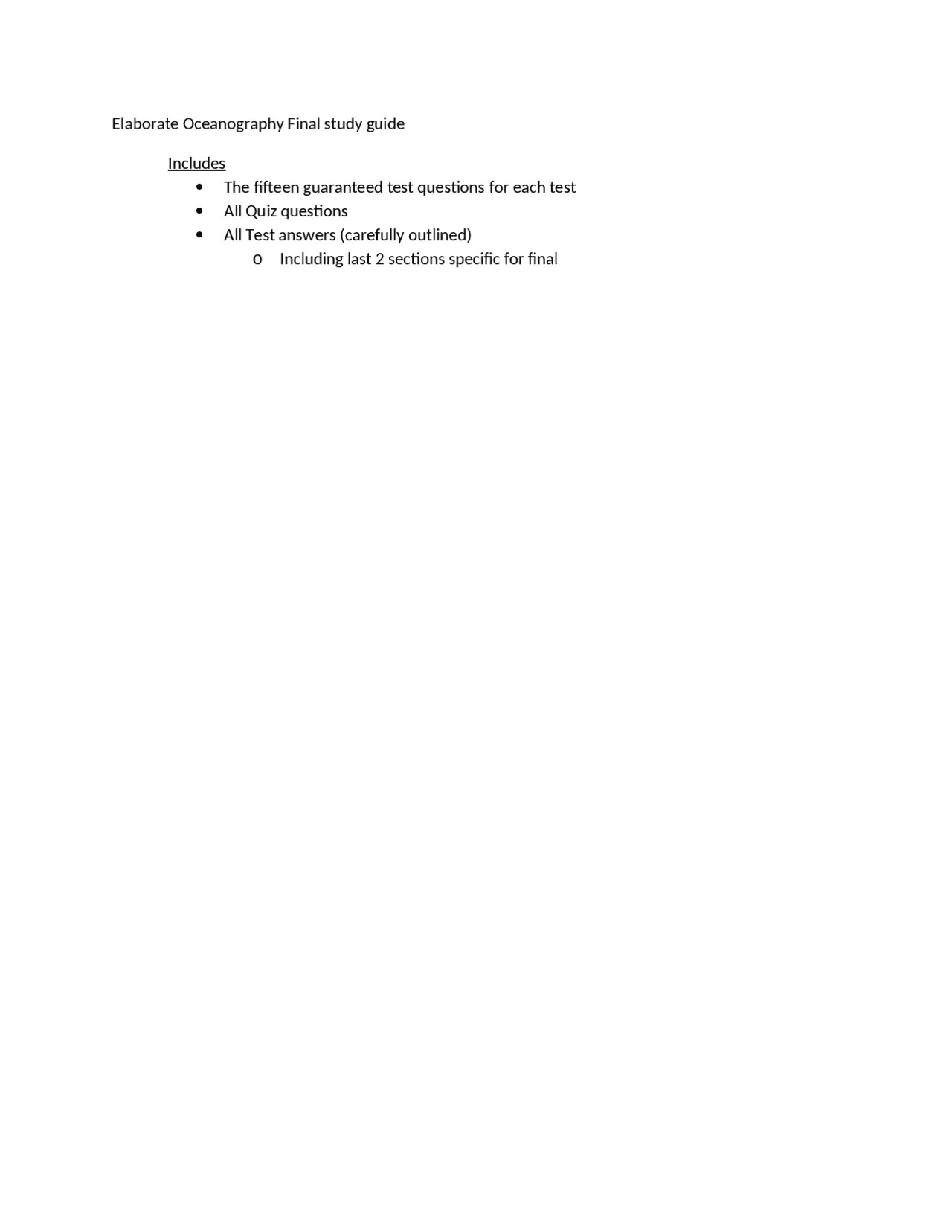 Problems On The Oceanography Final Exam Nr 150 Docsity
