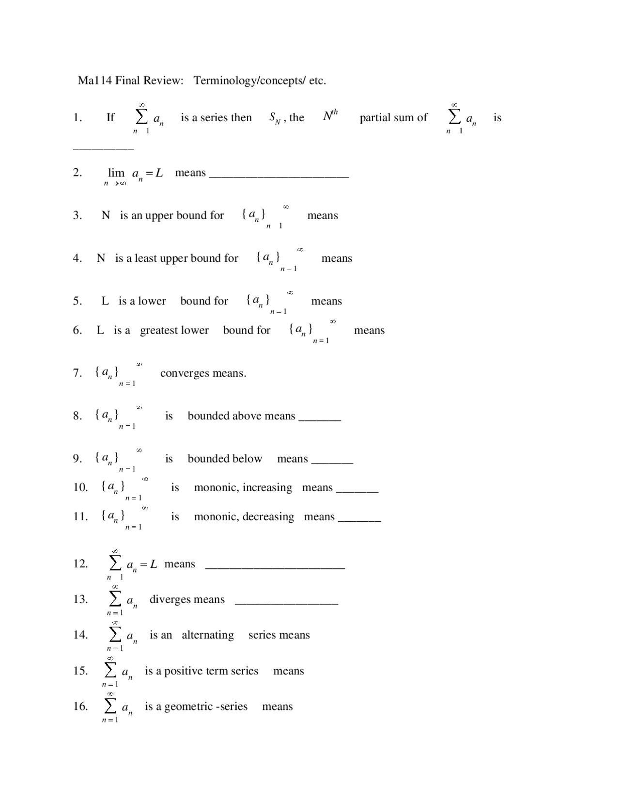 Notes on L'Hospital Rule - Calculus II | MA 114 - Docsity