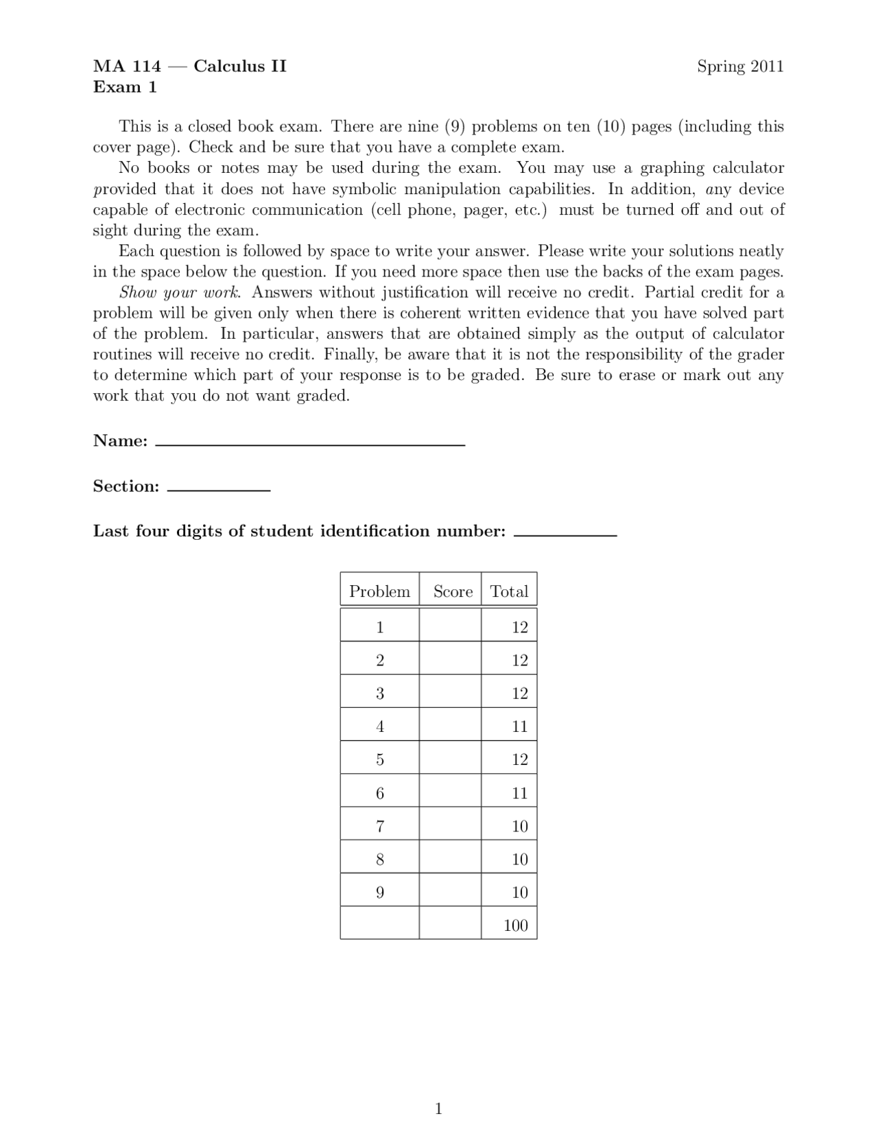 9 Problems On Interval And Radius Of Convergence Exam 1 Ma 114