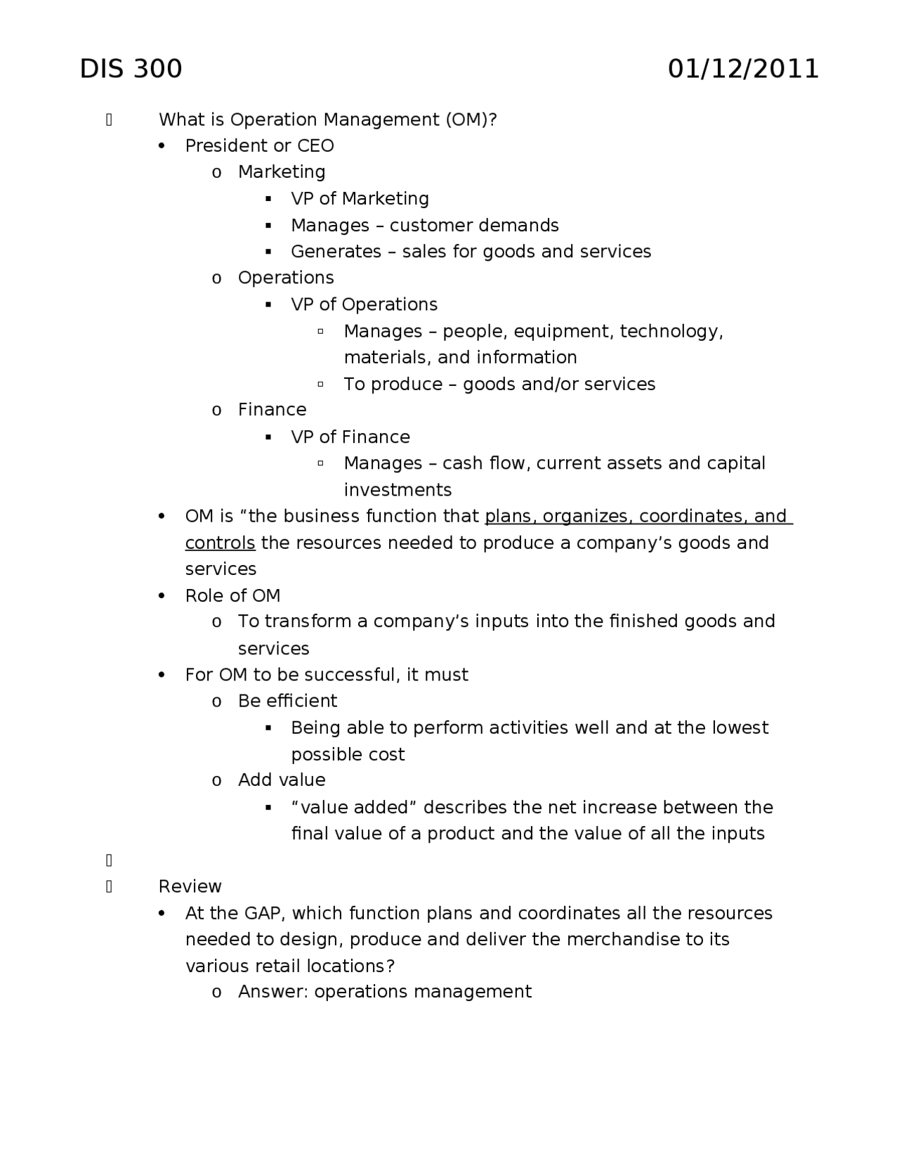 What Is Operation Management Analyzing Business Operations Notes