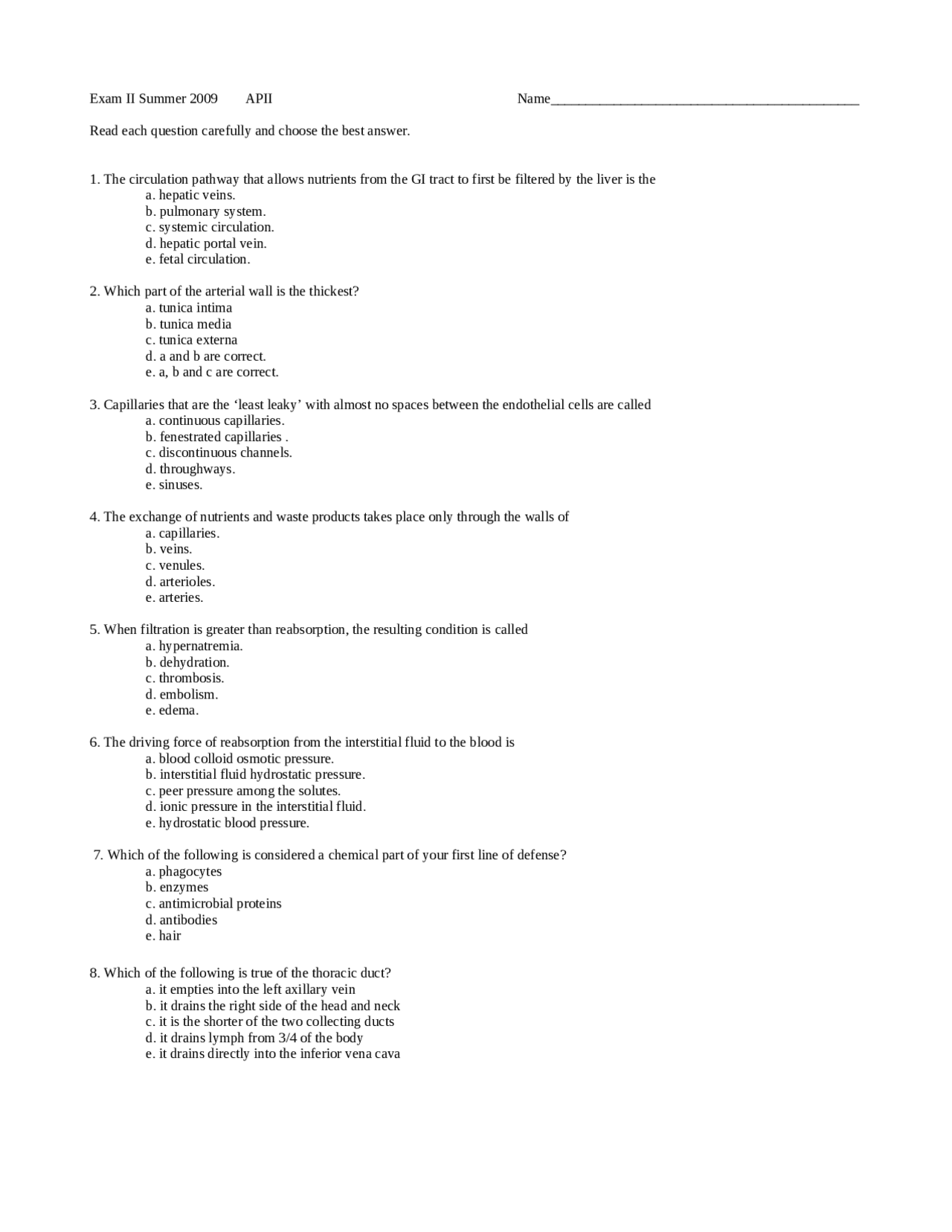 60 Questions On Lymphatic System In Human Anatomy Exam Ii Hsci 2020