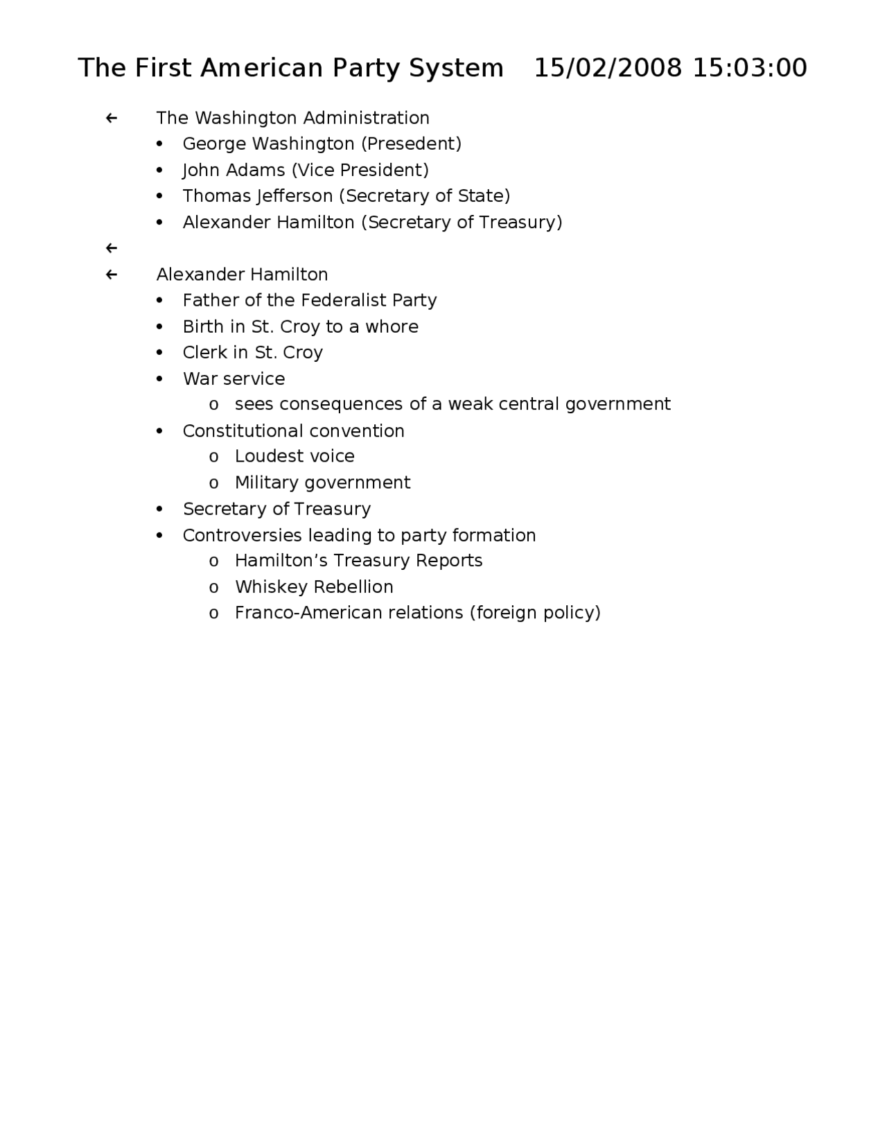 Notes on The First American Party System | HIST 2111 - Docsity