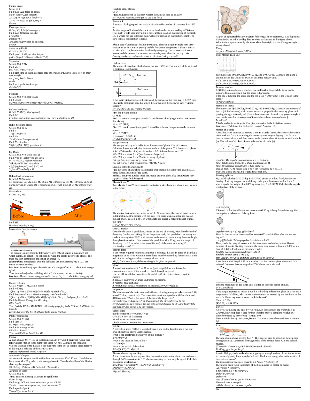 A Midterm Two Complete Equation Sheet Introductory Physics I Phy