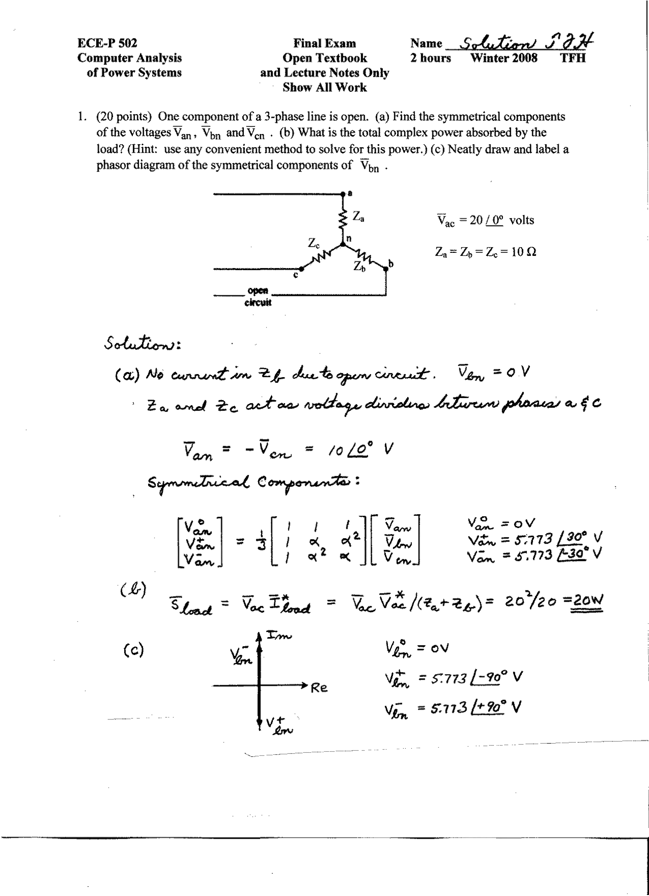 Computer Analysis Of Power Systems Final Exam With Solutions Ecep