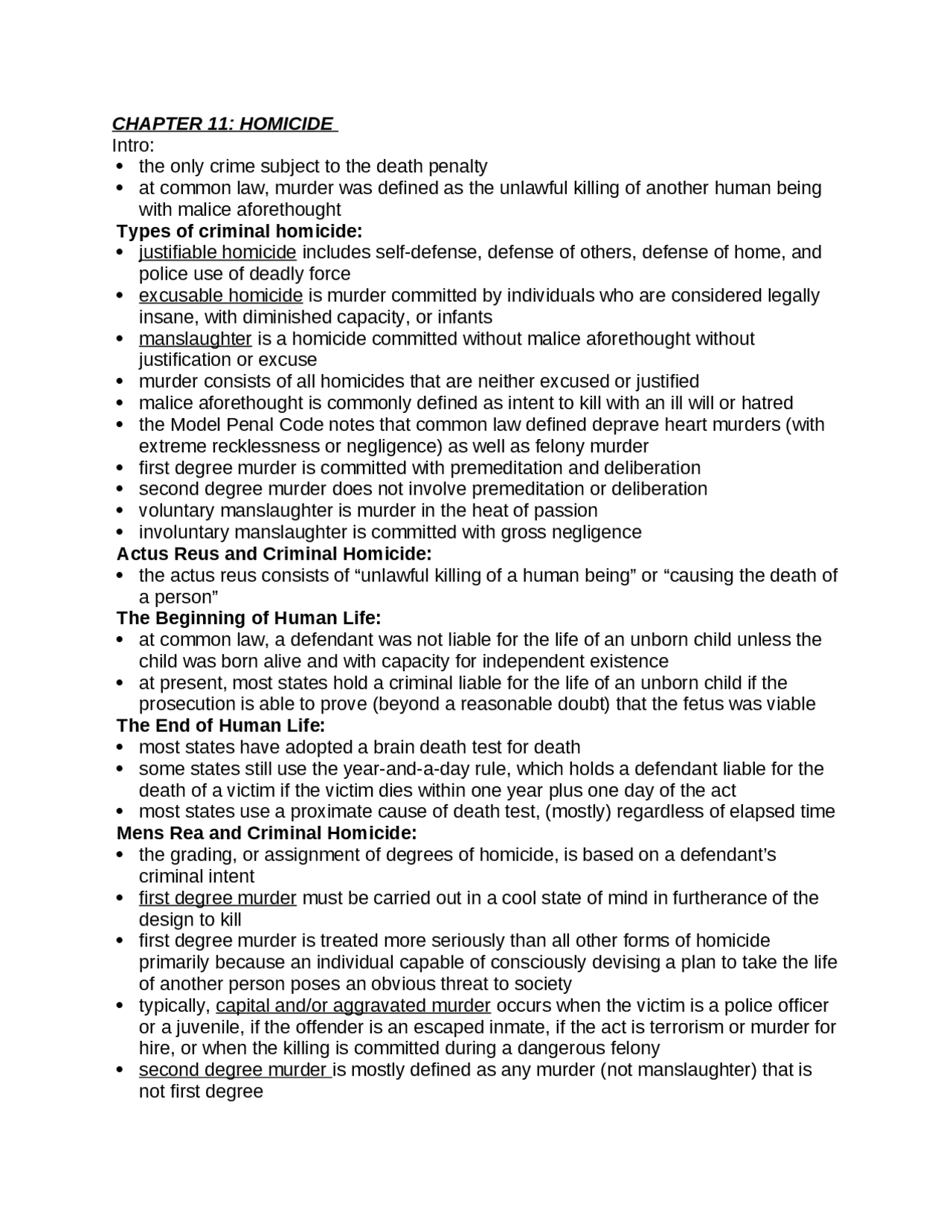 Final Exam Review Notes For Introduction To Homicide Crjs 260 Docsity