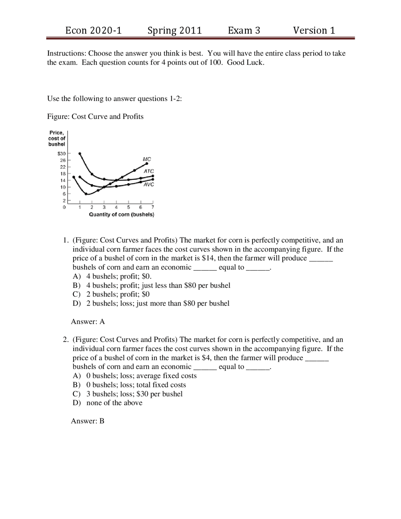 Exam 3 Mcqs With Answers Principles Of Microeconomics Econ 2020