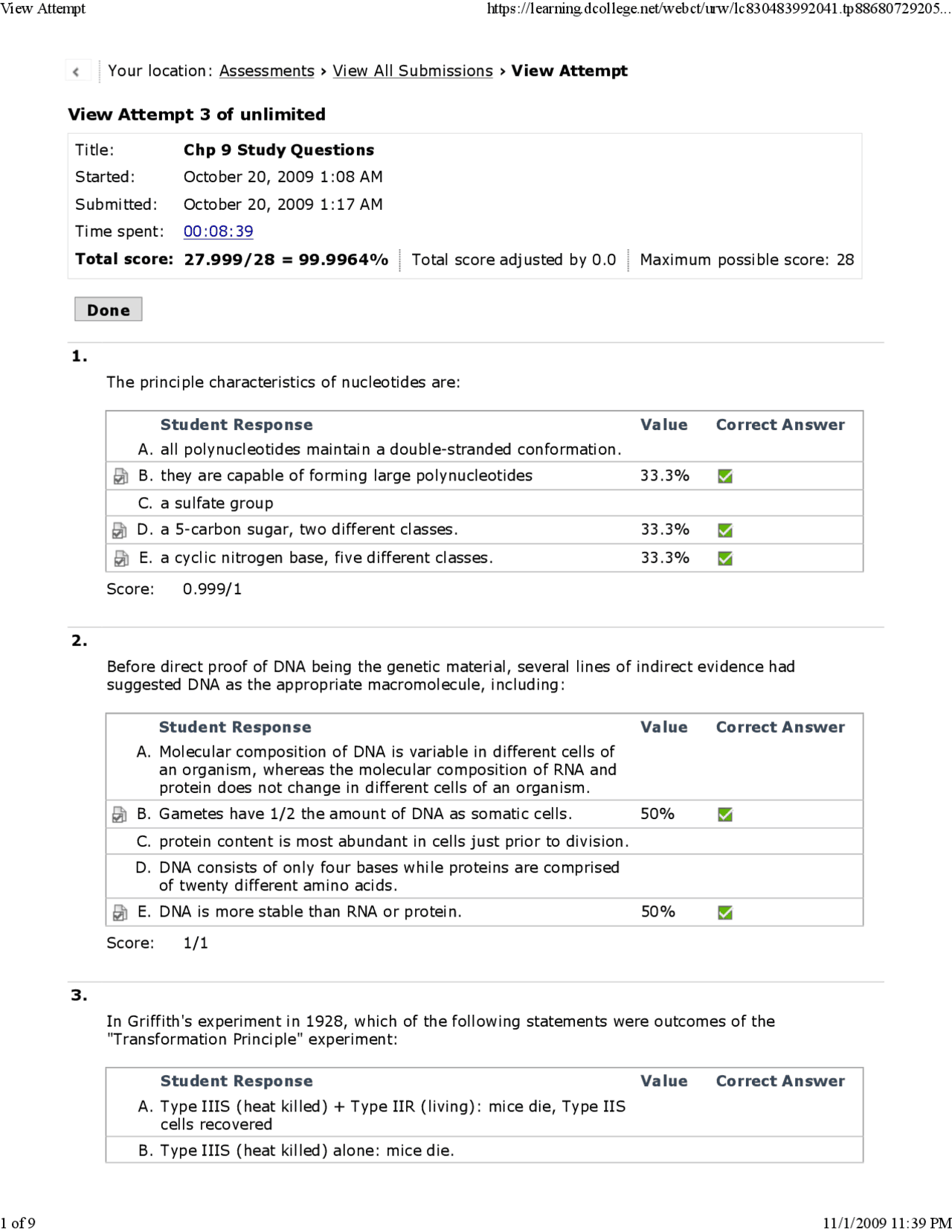 Quiz #9 with Answer Key - Principles of Molecular Biology | BIO 218 ...