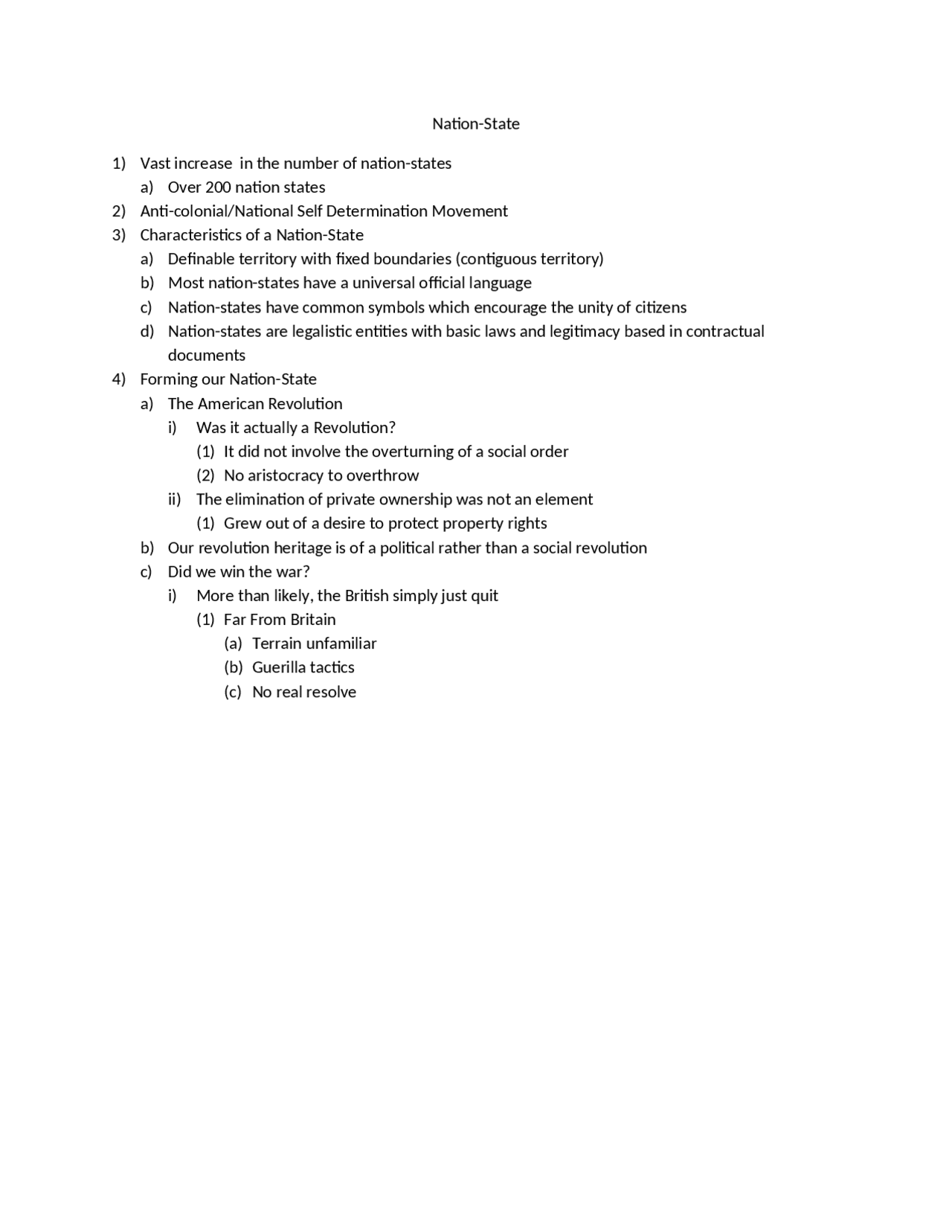 Notes on Nation State | American Government | POLS 1101 | Study notes ...