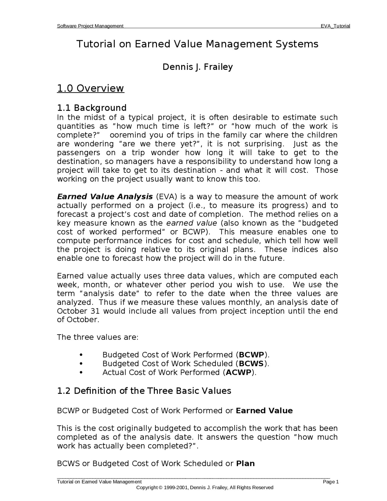 Tutorial on Earned Value Management Systems - Project Management | MIST 5740 | Study notes ...