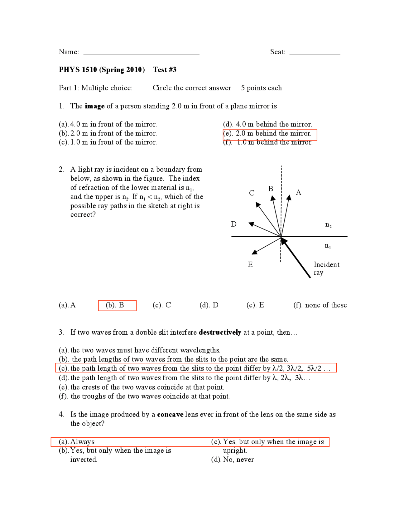 Exam 3 with Solution for General Physics II | PHYS 1510 | Exams Physics - Docsity