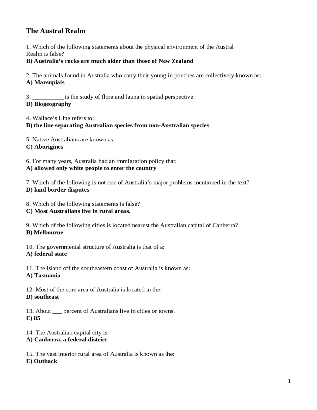 The Austral Realm - Global Geography | GEOG 1010 - Docsity