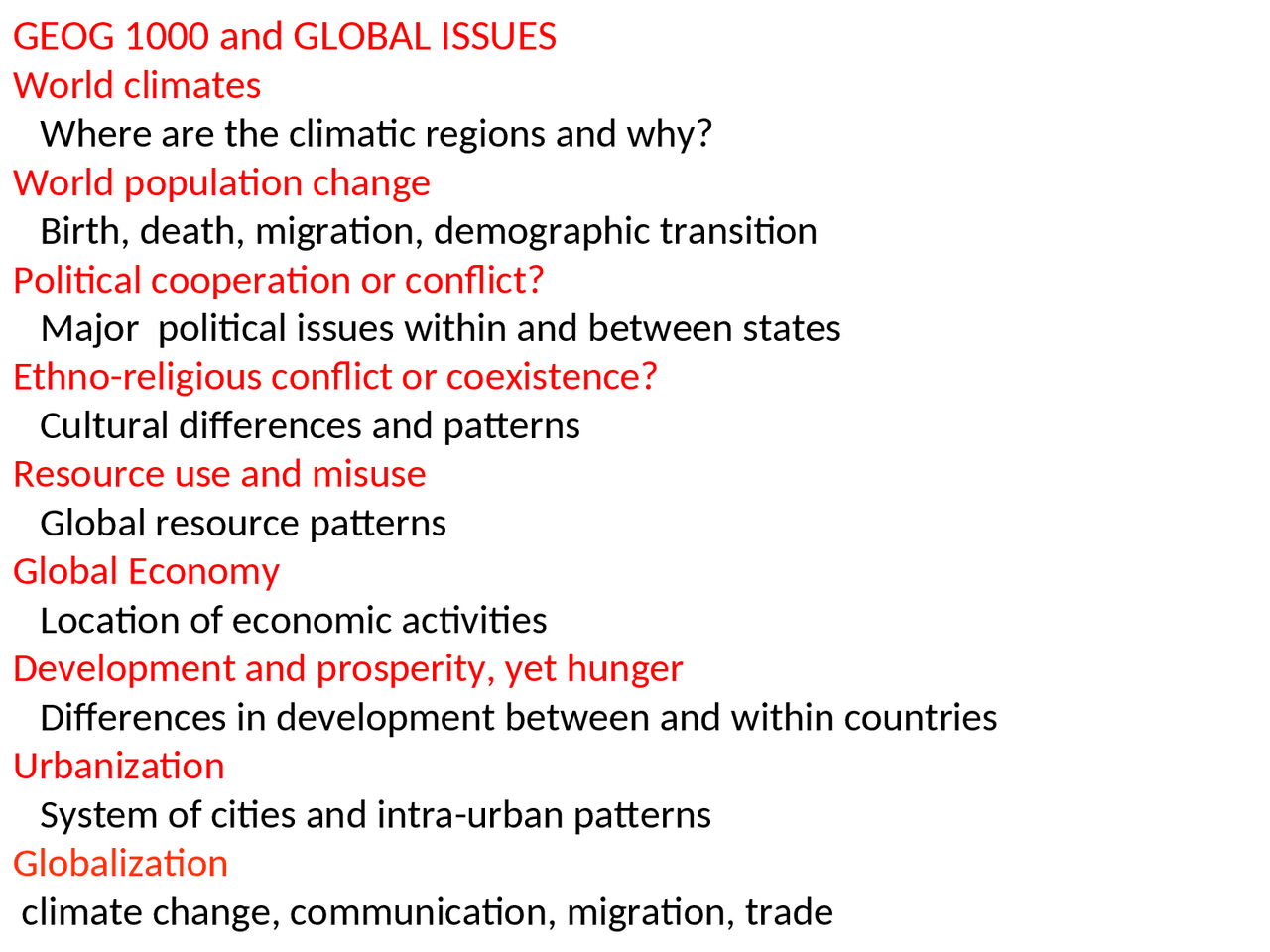World Climate Regions in Introduction to Geography | GEOG 1000 - Docsity