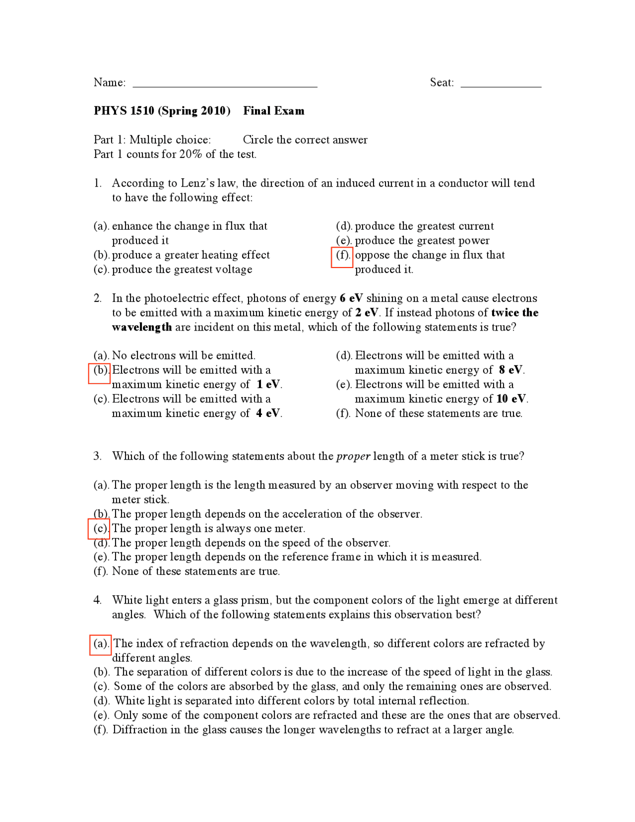 Lenz's Law, Paschan Series - General Physics II | PHYS 1510 - Docsity