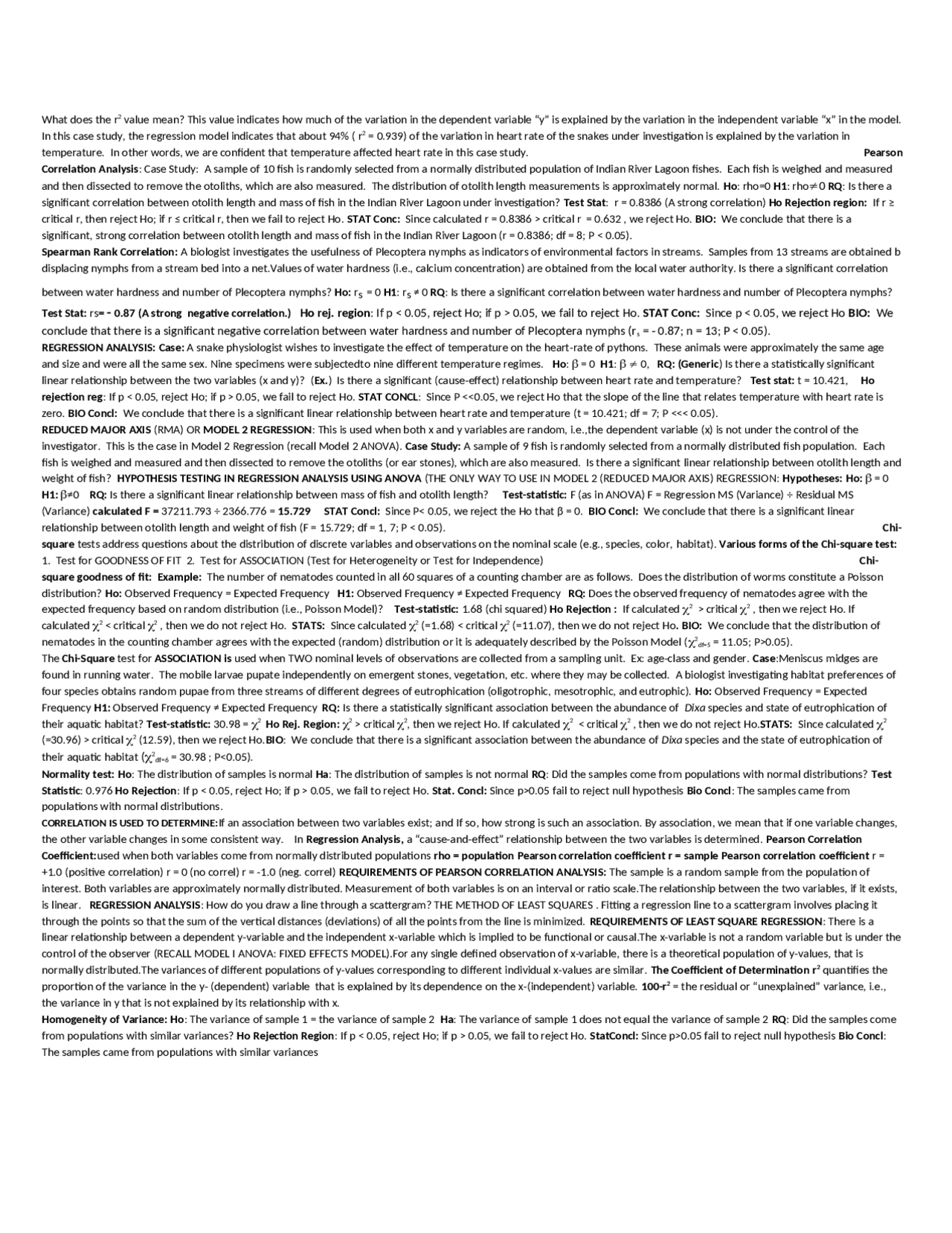 Biometry Cheat Sheet For Final Bio 2801 Docsity