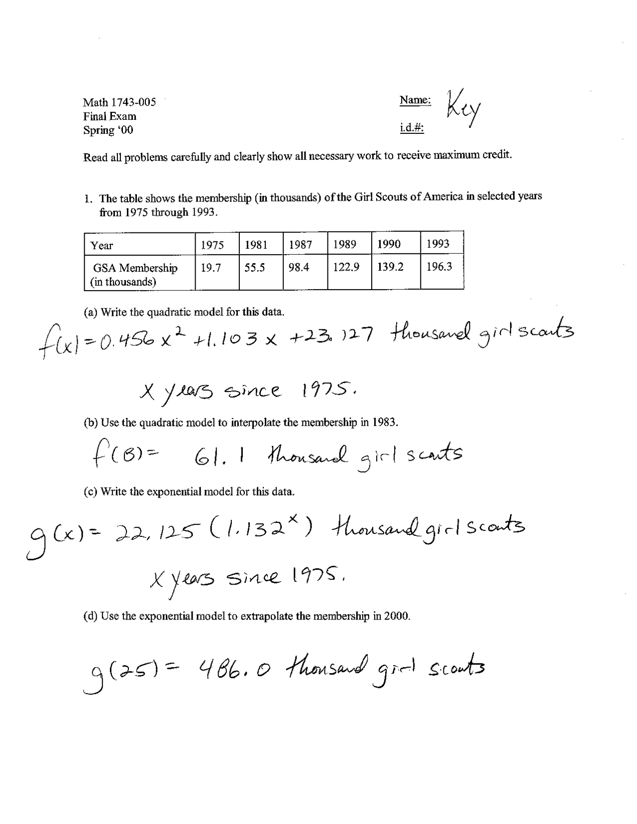 Final Exam Solutions - Calculus I for Business, Life and Social ...