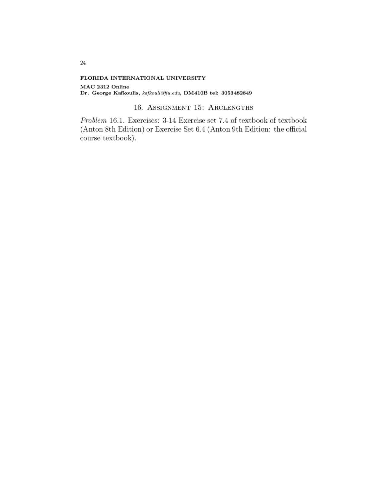 Problems On Calculus Ii Exercises For Assignment 15 Mac 2312 Docsity