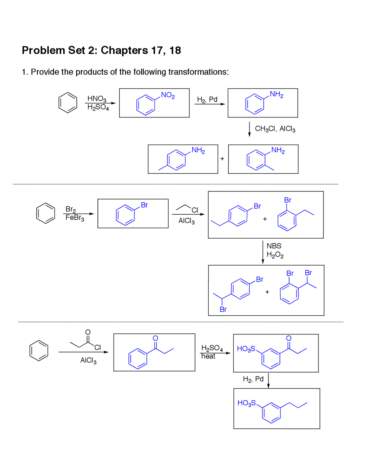 Problem Set 2 Key Organic Chemistry Ii Cem 252 Docsity