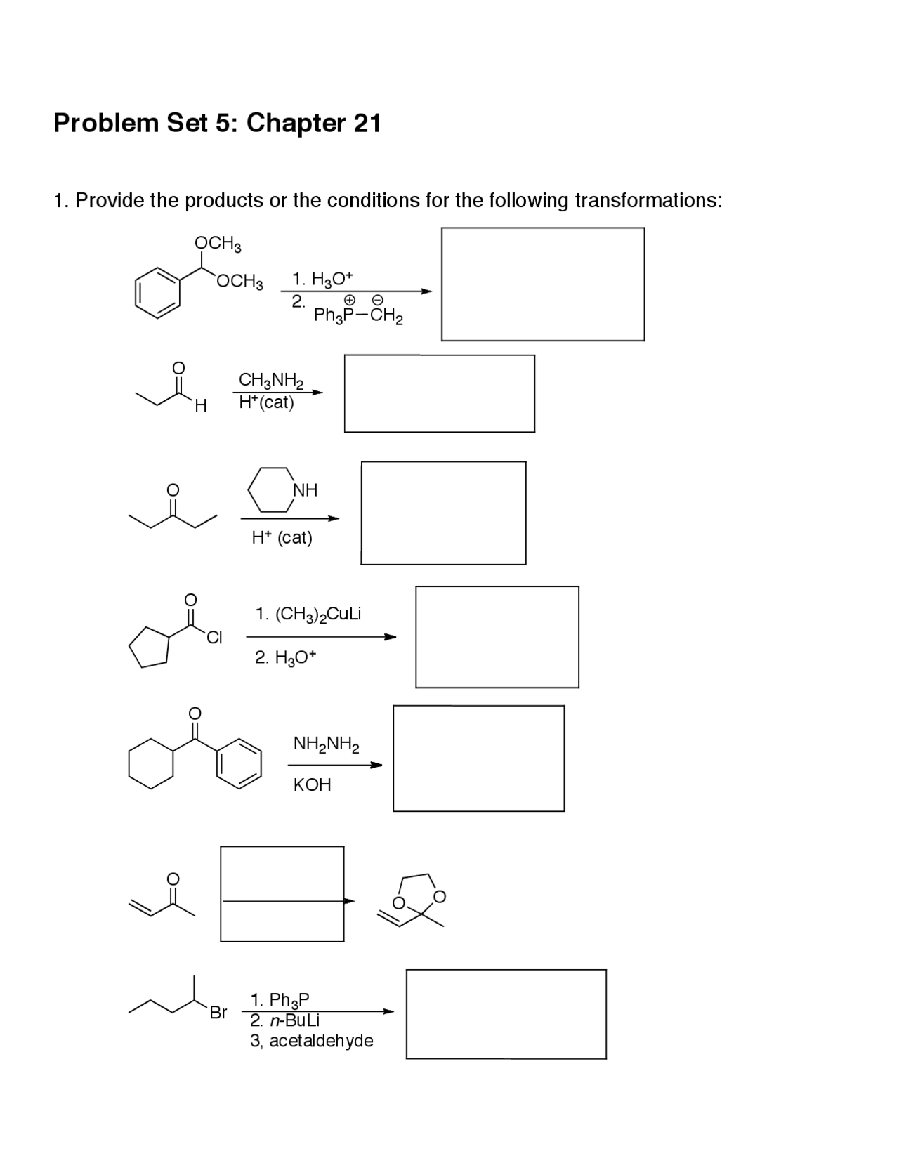 4 Questions of Organic Chemistry II - Problem Set 5 | CEM 252 - Docsity