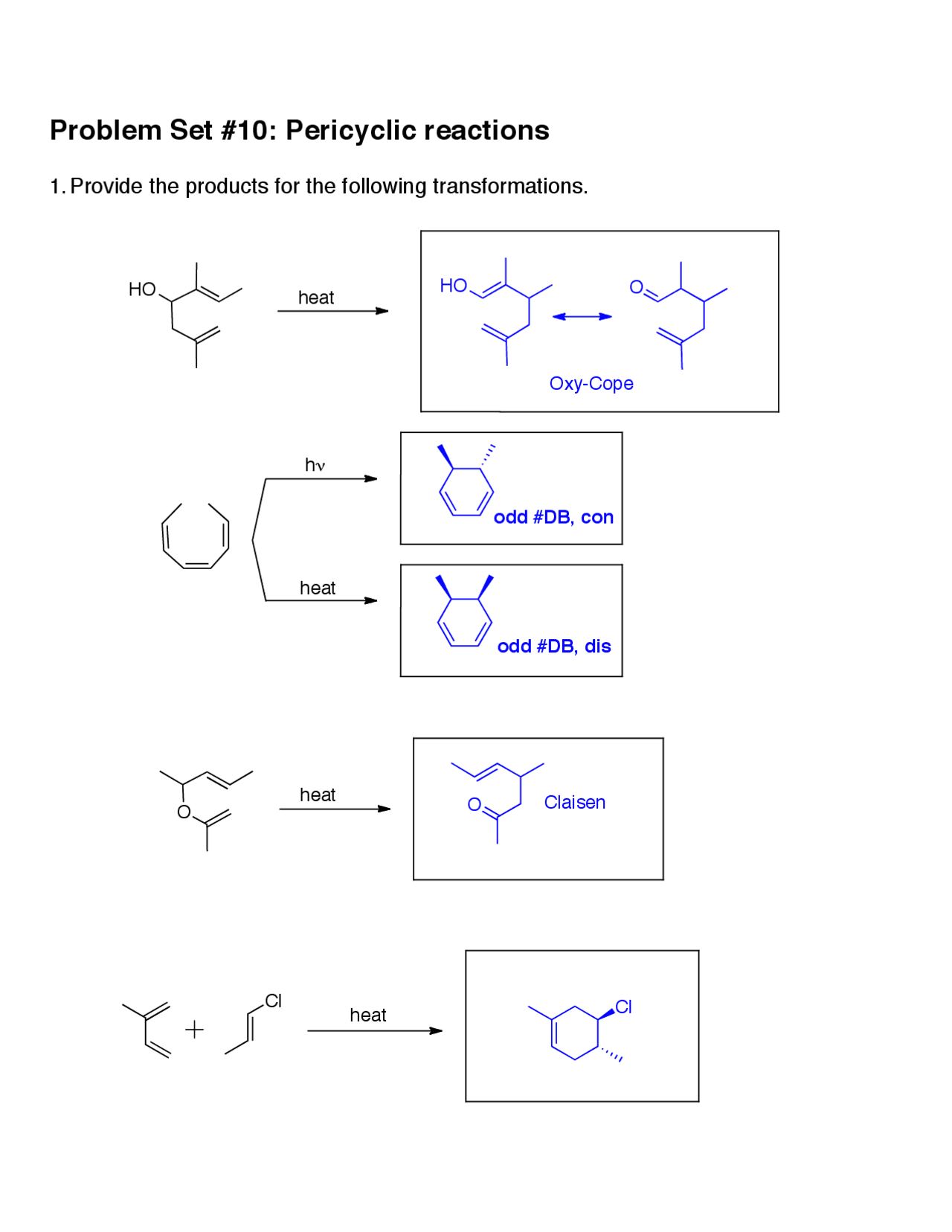 Problem Set #10, Pericyclic Reaction - Organic Chemistry II | CEM 252 ...