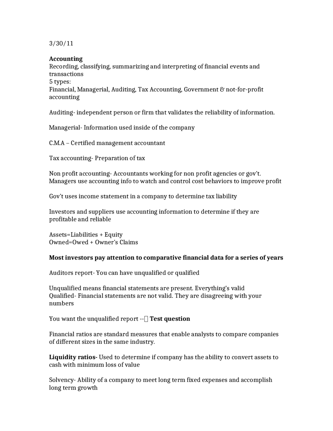 Accounting - Business Functions - Final Review Notes | BUAD 201 | Study ...