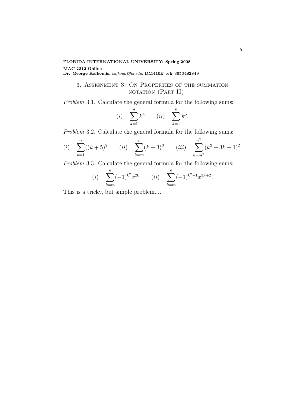 3 Problems On Calculus Ii Assignment 3 Mac 2312 Docsity