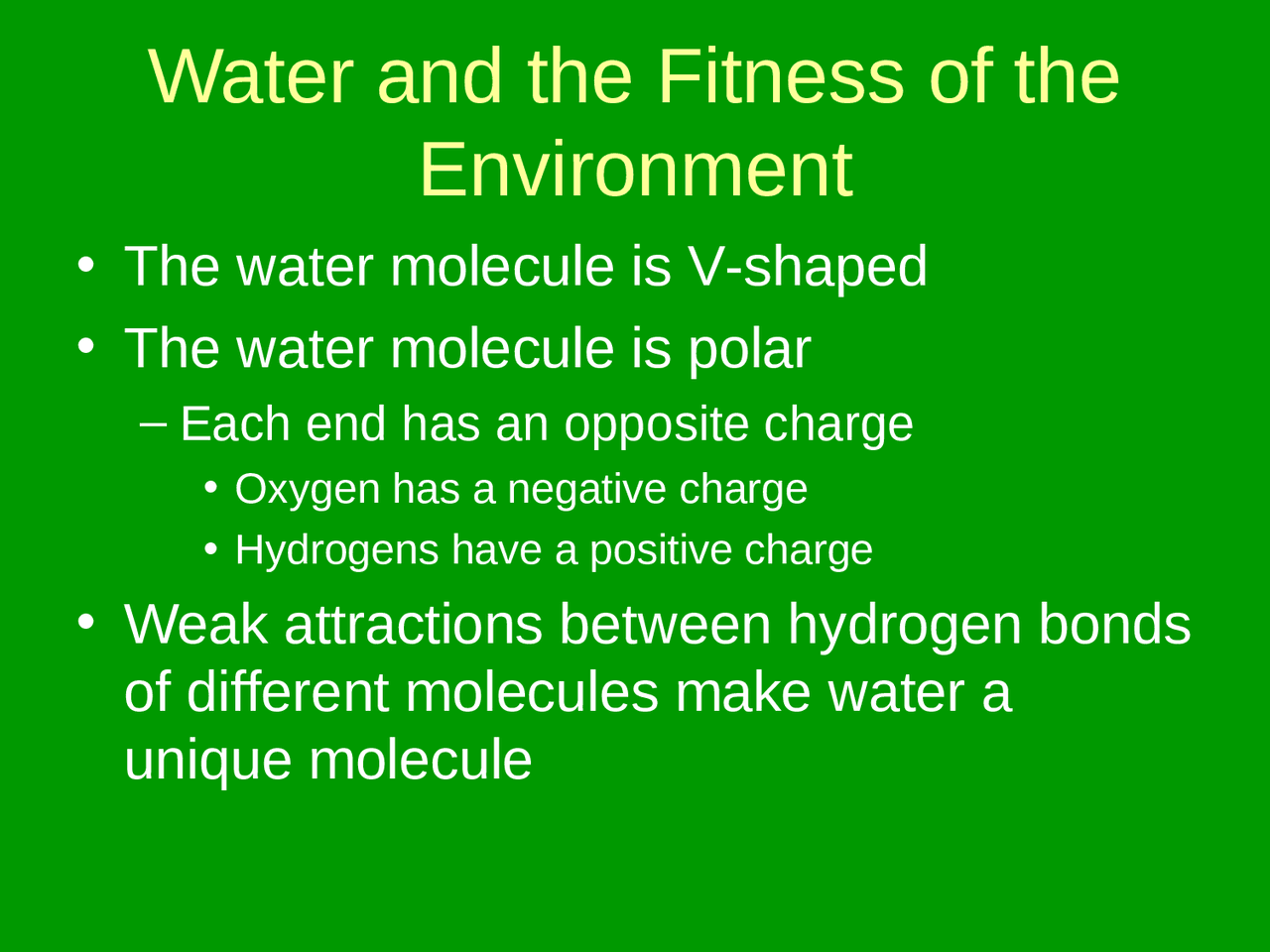 Water And The Fitness Of Environment Lecture Slides Bys 119 Docsity