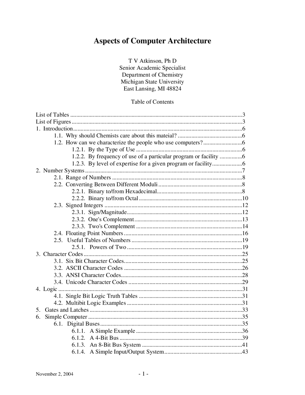 Lecture Notes on Aspects of Computer Architecture | CEM 838 - Docsity