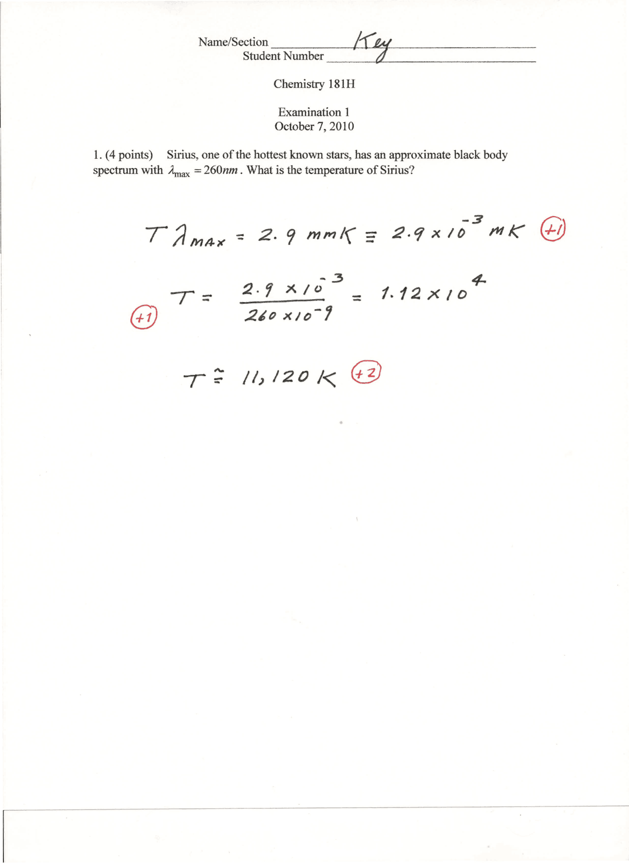Exam 1 Questions With Solution Honors Chemistry I Cem 181h Docsity