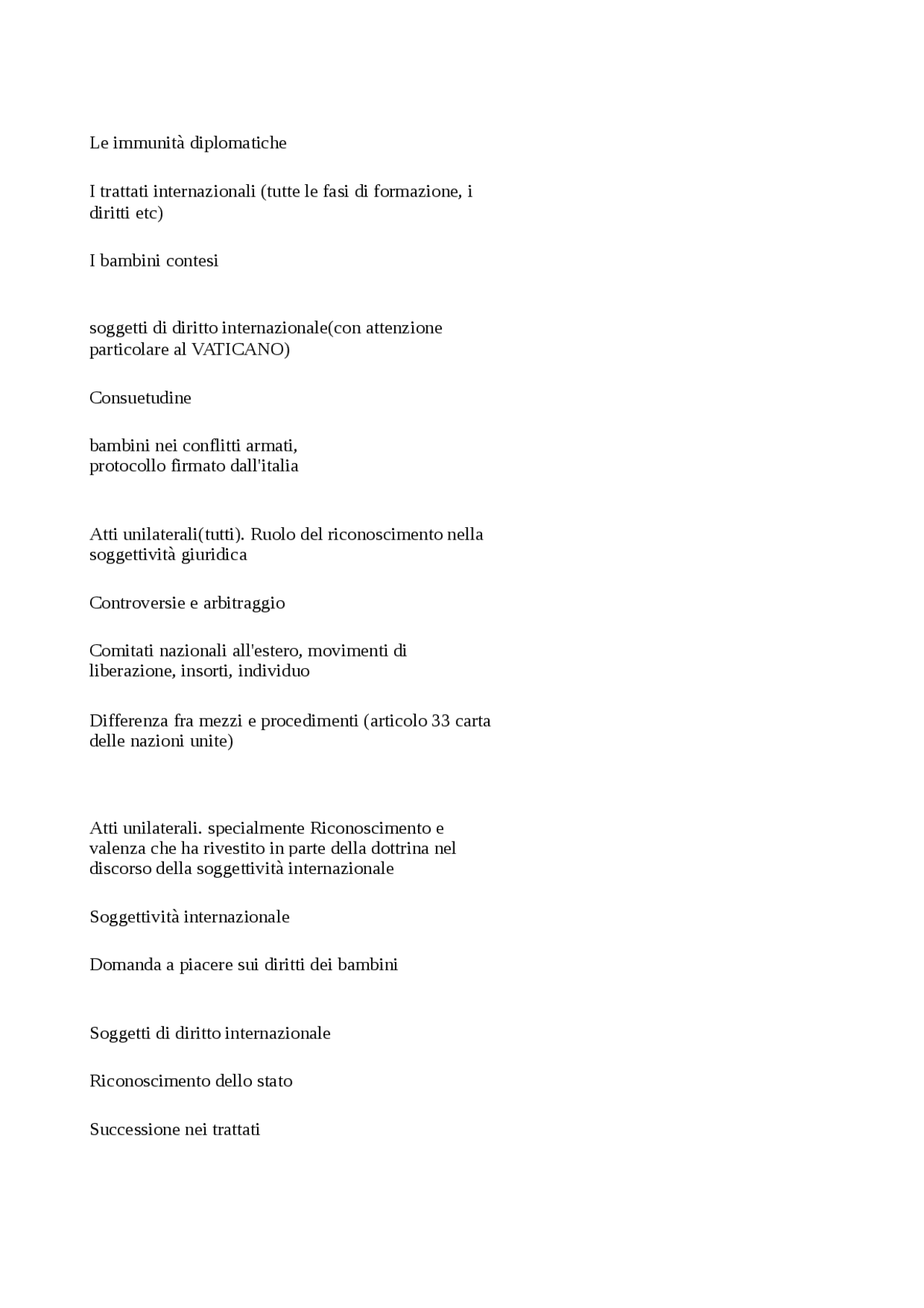 Argomenti Diritto Internazionale Docsity