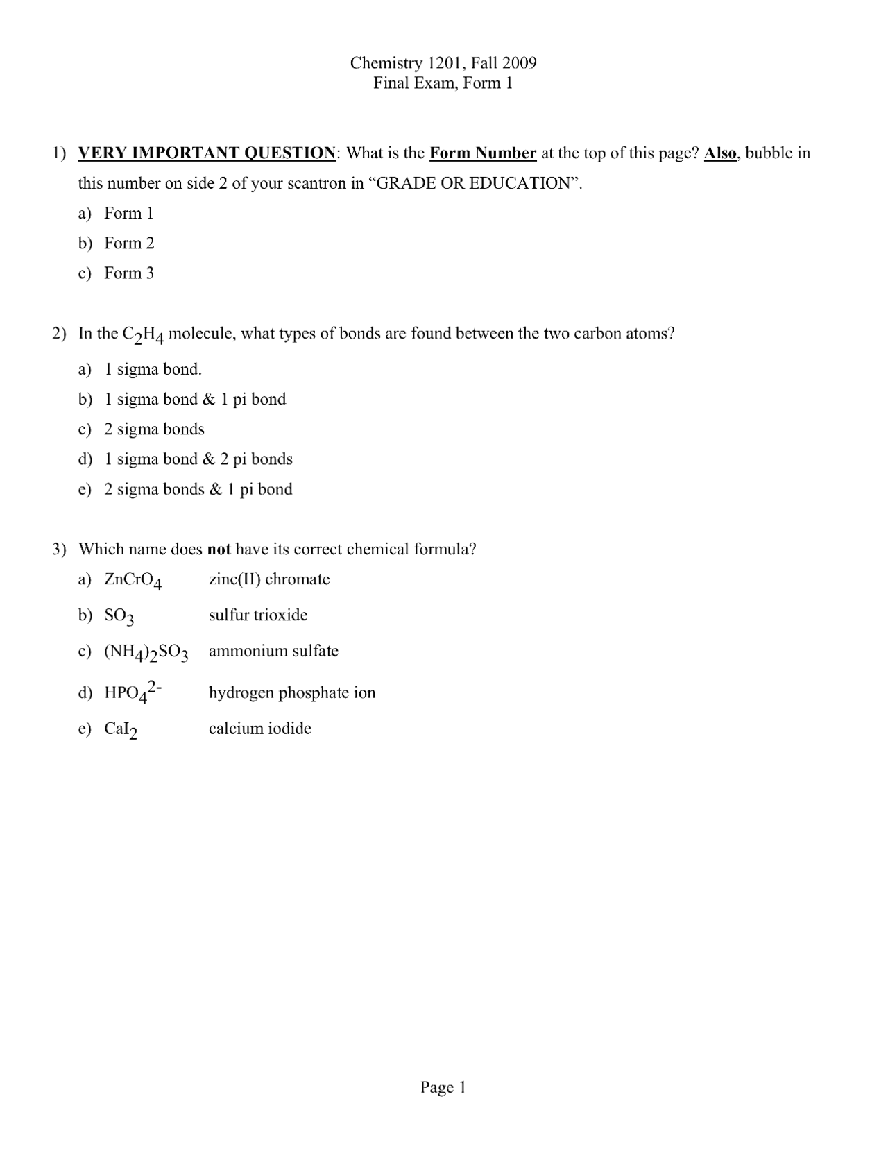 34 Solved MCQs on the General Chemistry l - Final Exam | CHEM 1201 ...