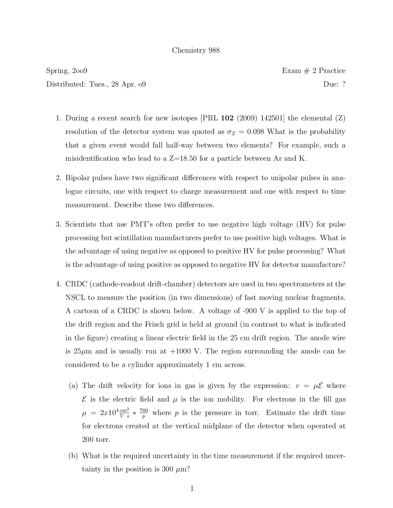 Practice Exam 2 Questions with Solutions - Physical Chemistry II | CEM ...