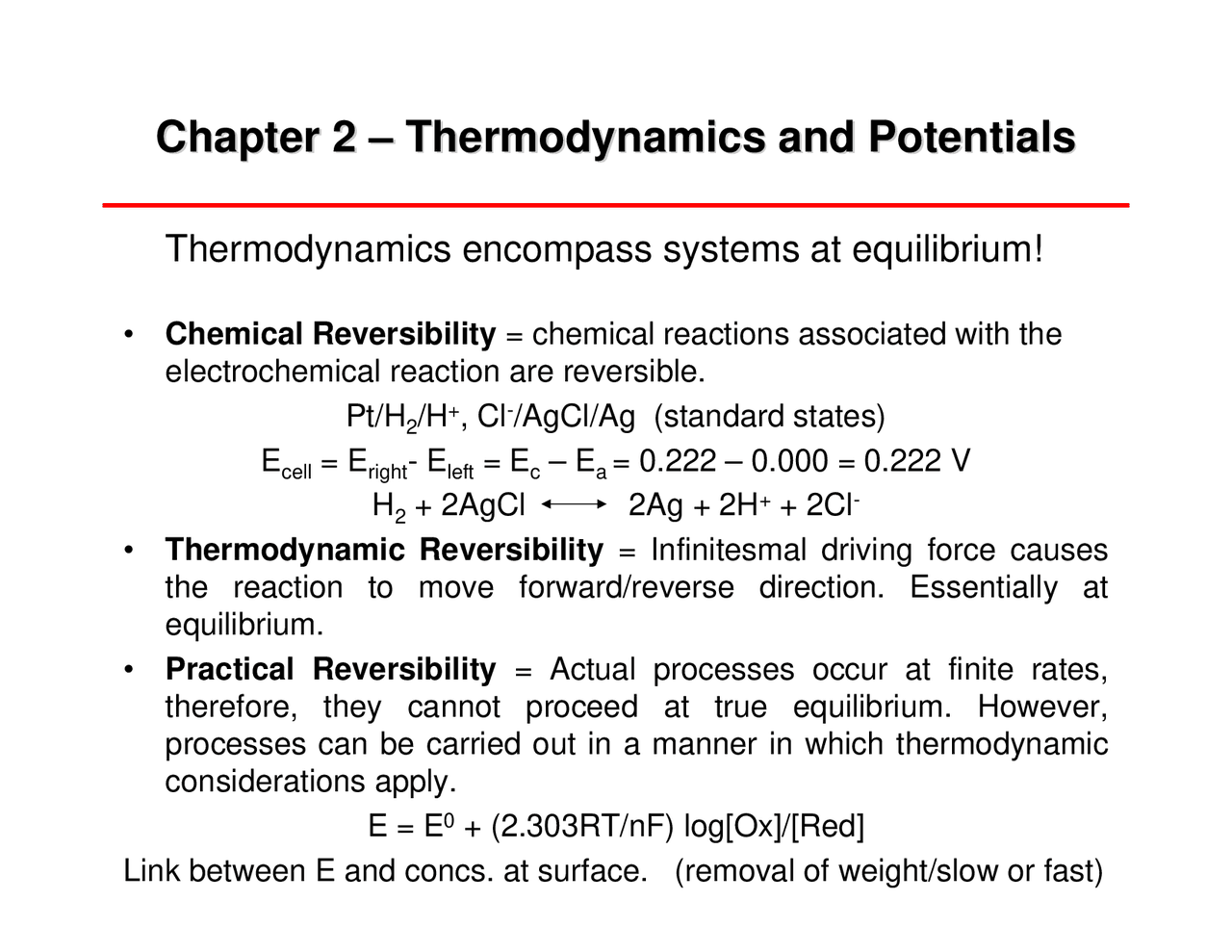 Thermodynamics And Potentials Lecture Slides Cem 834 Docsity