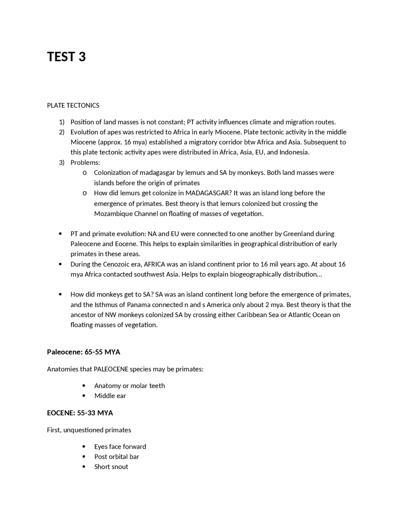 Test 3 Plate Tectonics Lecture Notes Anth 1001 Docsity