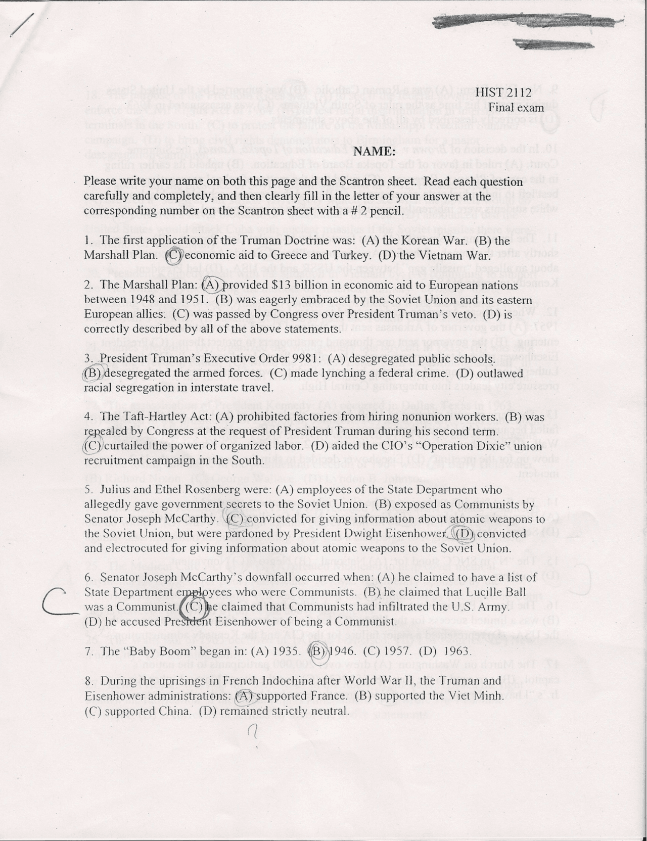 United States Since 1877 - Final Exam with Solutions | HIST 2112 ...