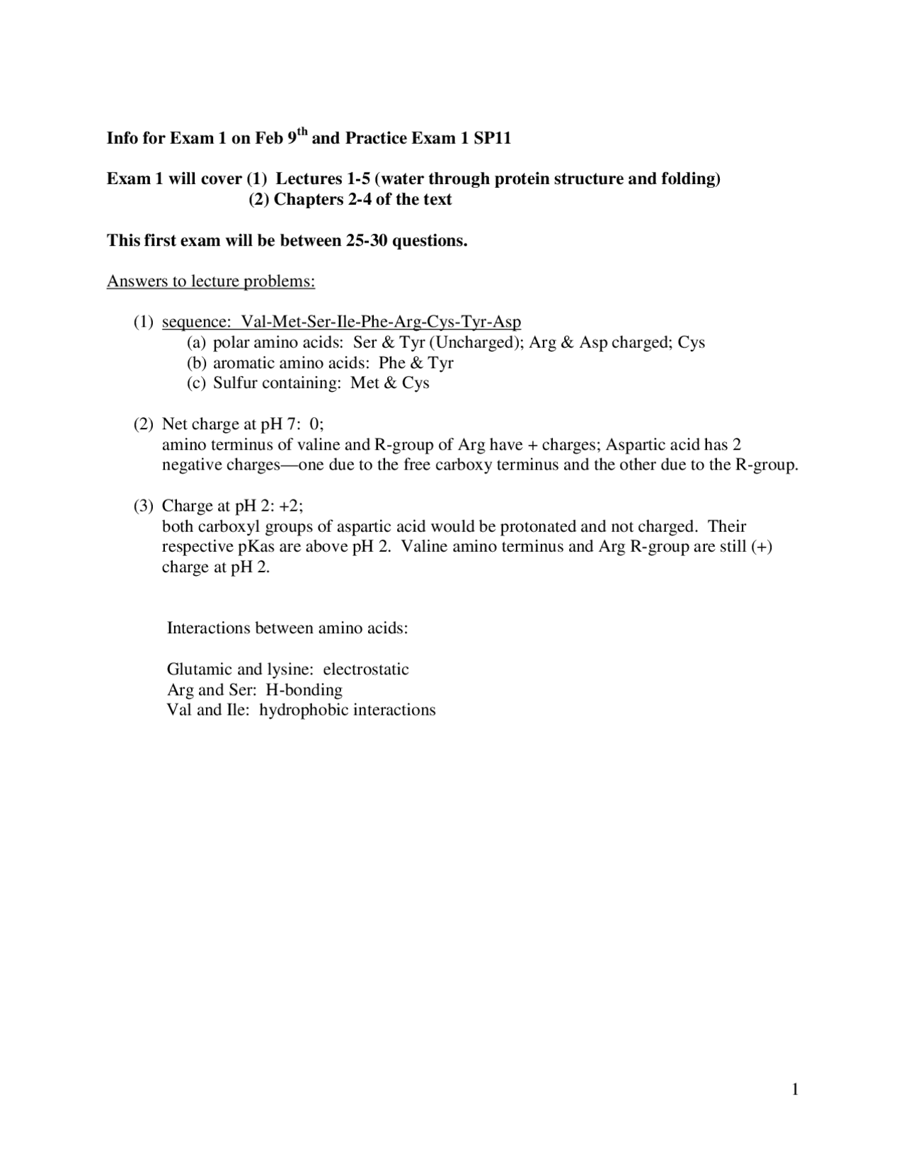 Introduction To Biochemistry Examination 1 Questions Mcb 2000